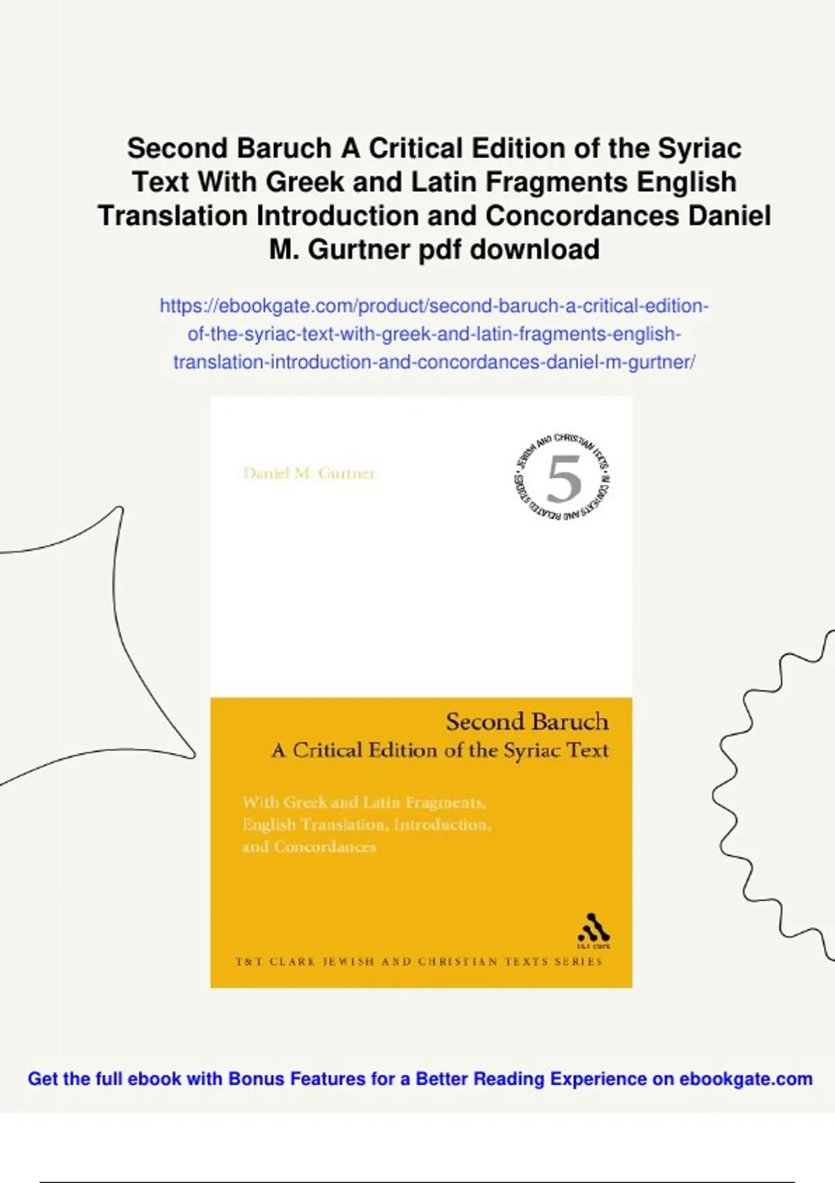 Summary Second Baruch A Critical Edition of the Syriac Text With Greek ...