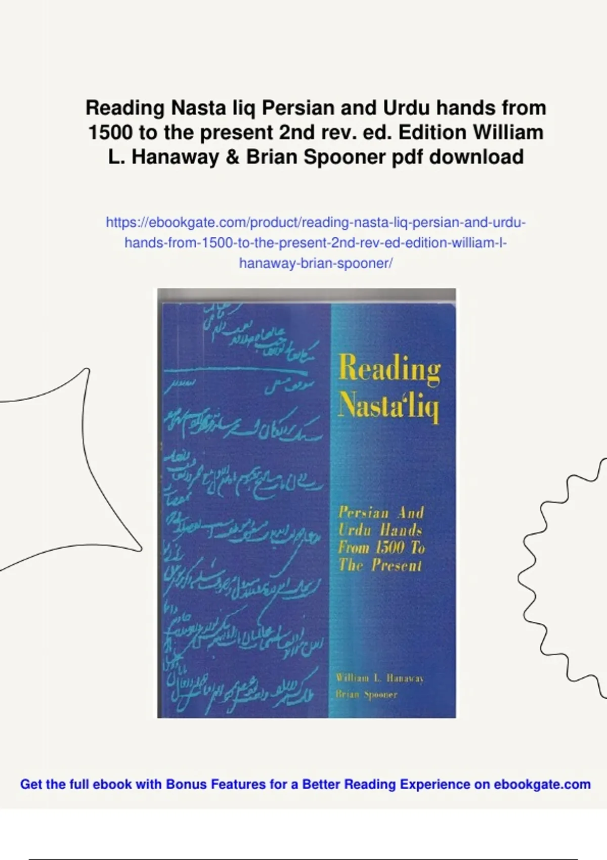 Summary Reading Nasta liq Persian and Urdu hands from 1500 to the ...