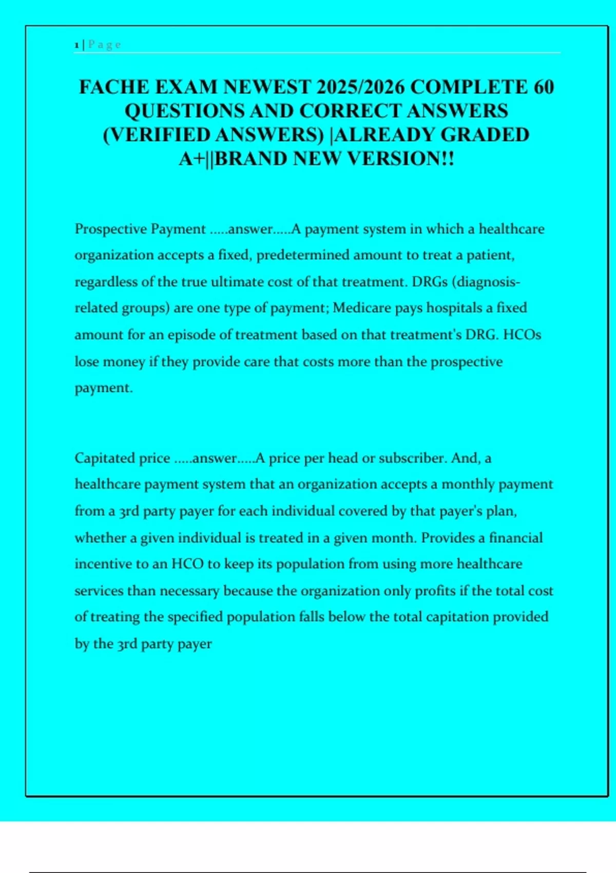 FACHE EXAM NEWEST 2025/2026 COMPLETE 60 QUESTIONS AND CORRECT ANSWERS ...