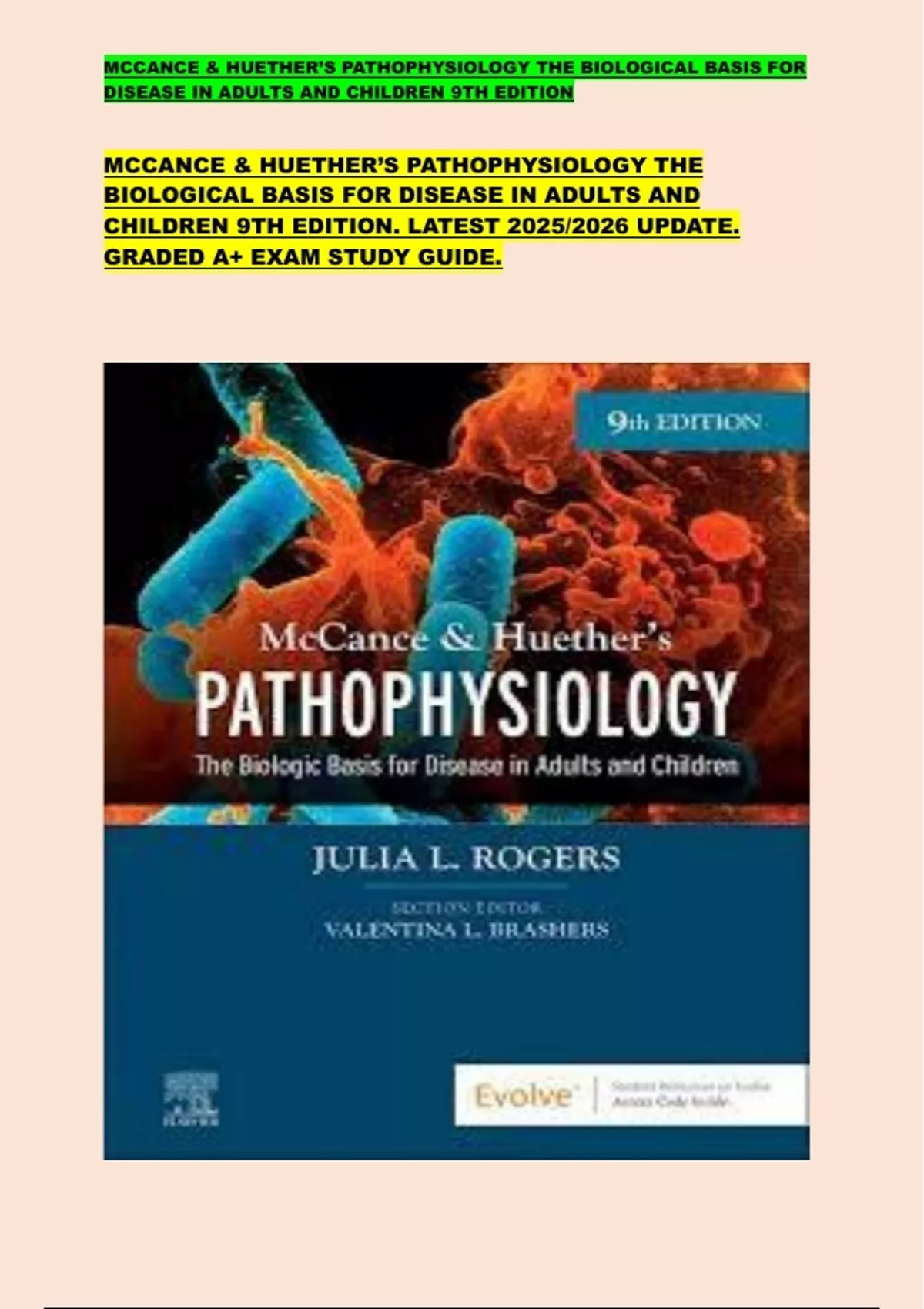 MCCANCE & HUETHER’S PATHOPHYSIOLOGY THE BIOLOGICAL BASIS FOR DISEASE IN ...