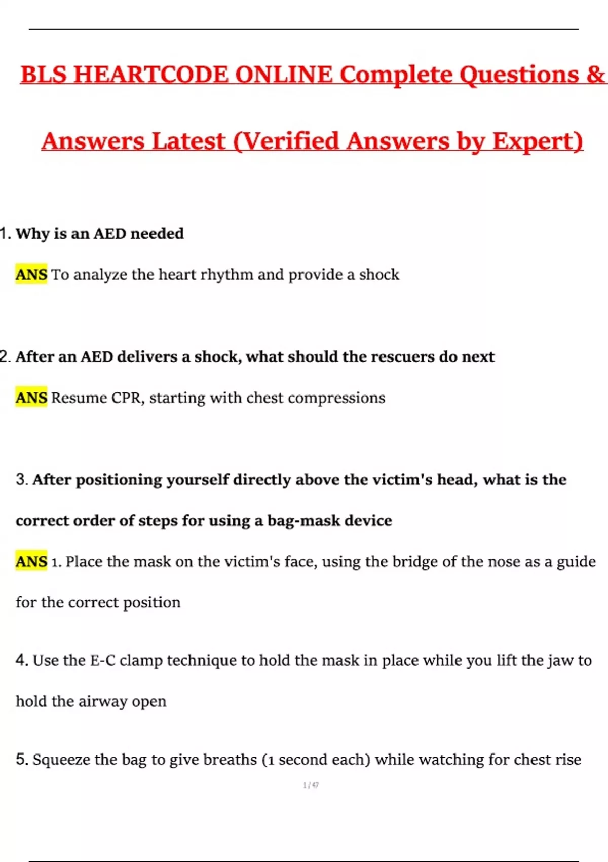 2025 HEARTCODE BLS Online – Complete Questions and Verified Answers ...