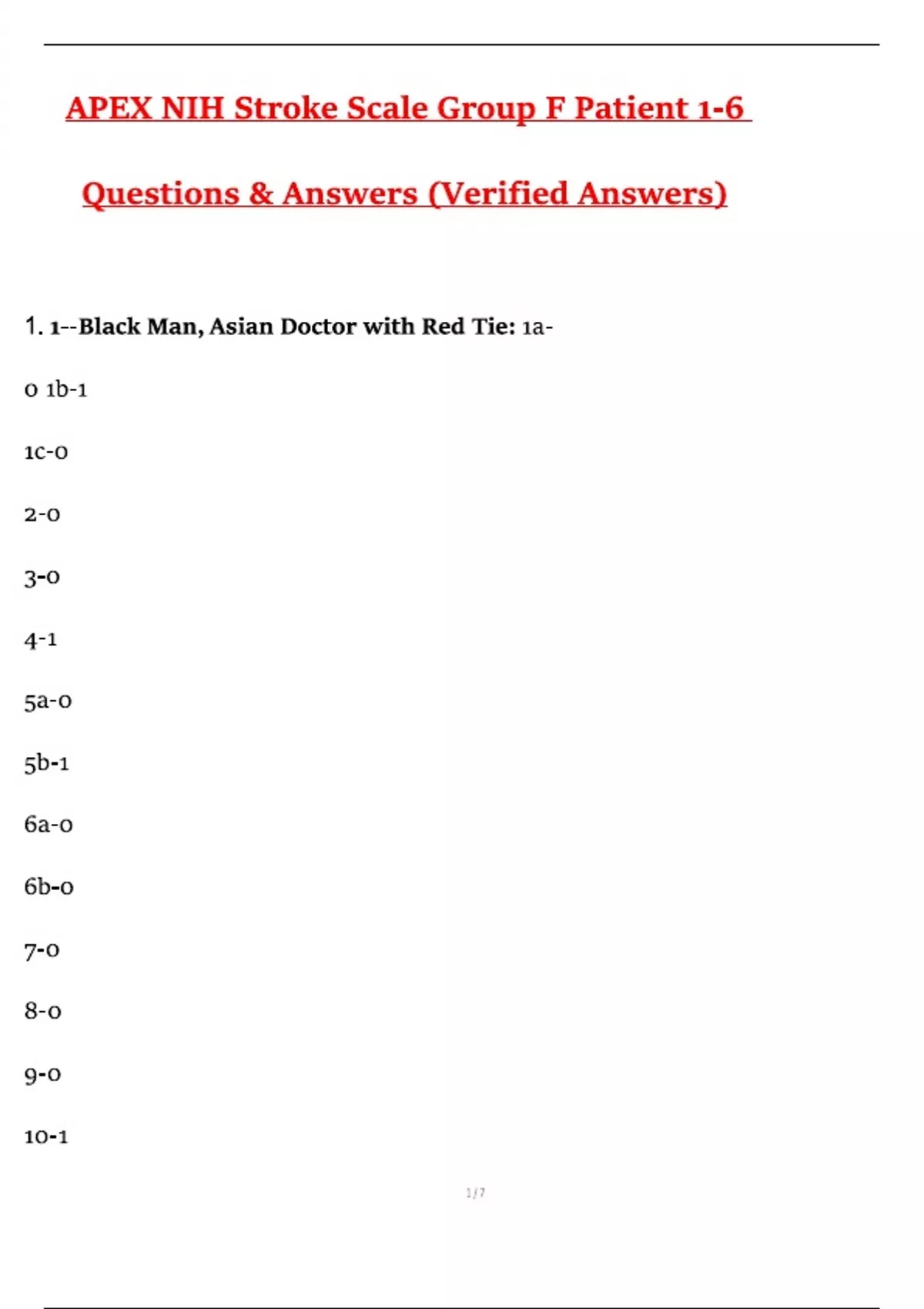 2025 APEX NIH Stroke Scale – Groups F Patients 1–6 | Newest Updated ...