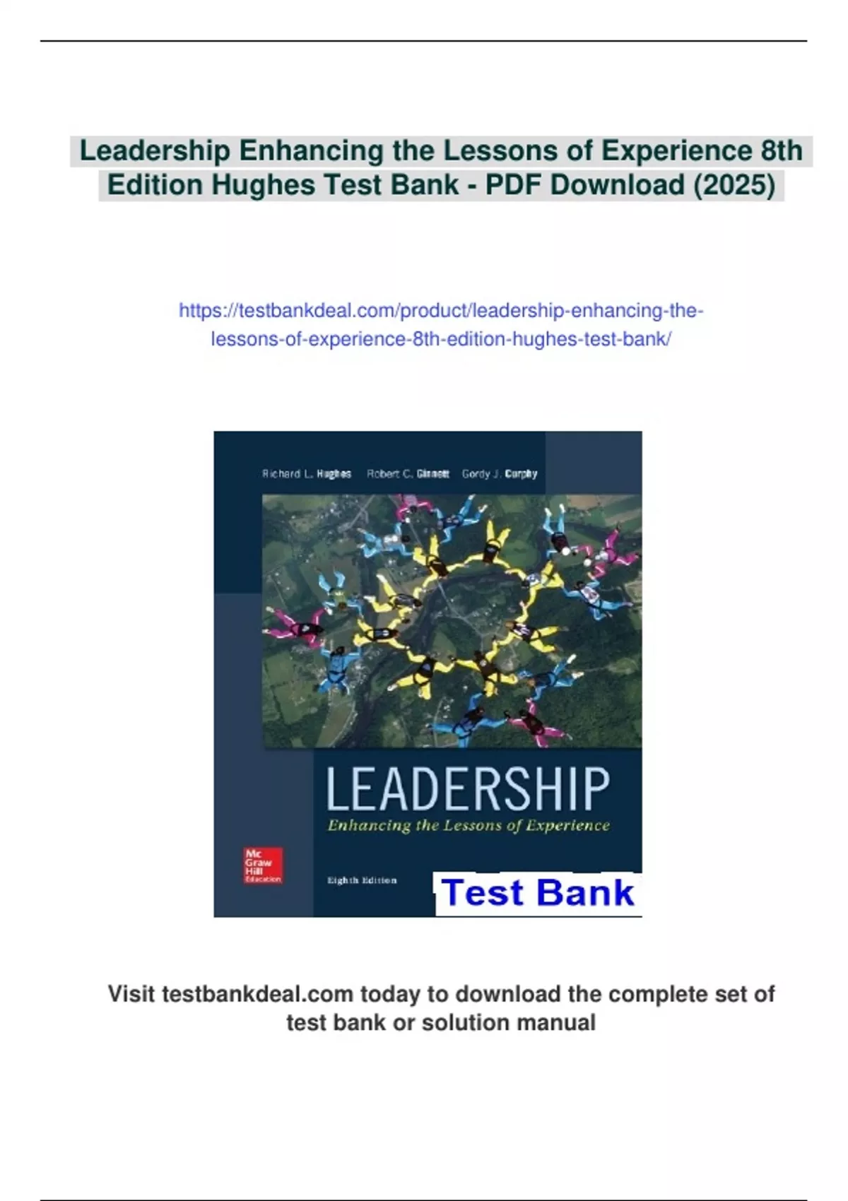 Summary Leadership Enhancing the Lessons of Experience 8th Edition ...