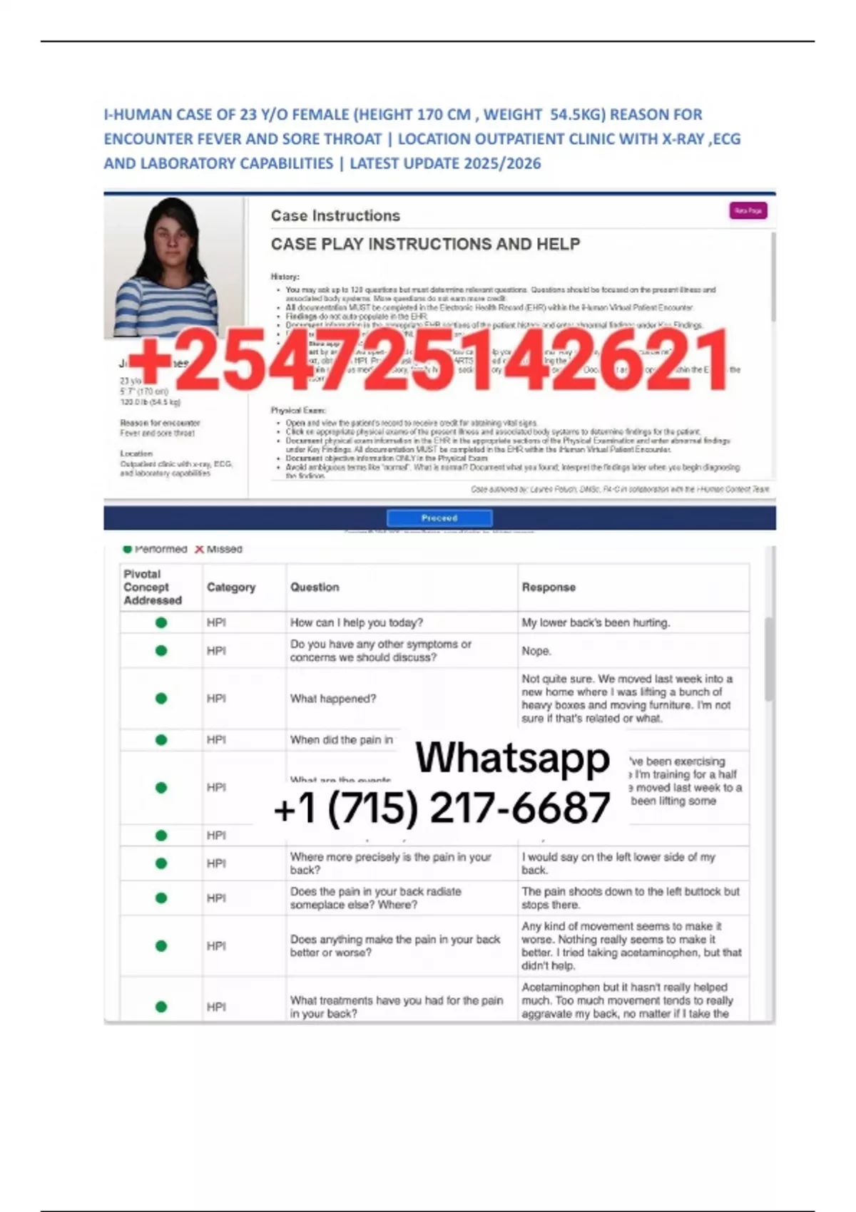 I-HUMAN CASE OF 23 Y/O FEMALE (HEIGHT 170 CM , WEIGHT 54.5KG) REASON FOR ENCOUNTER FEVER AND ...