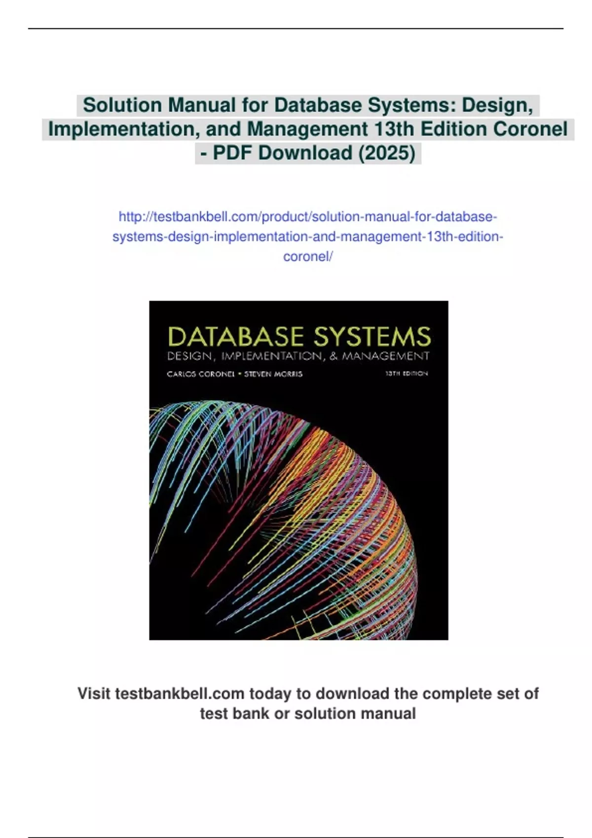 Summary Solution Manual for Database Systems: Design, Implementation ...