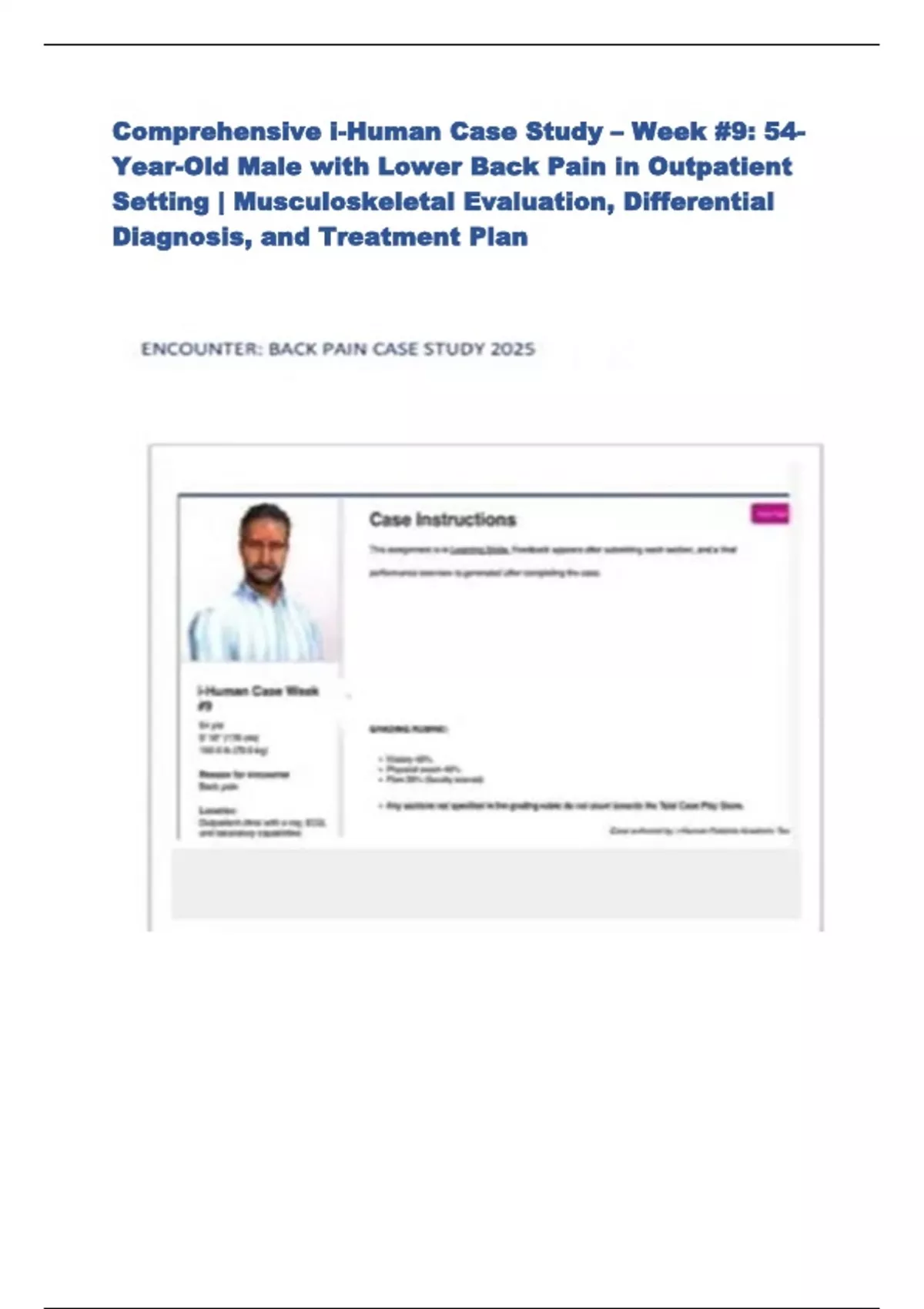 Comprehensive i-Human Case Study – Week #9: 54-Year-Old Male with Lower ...