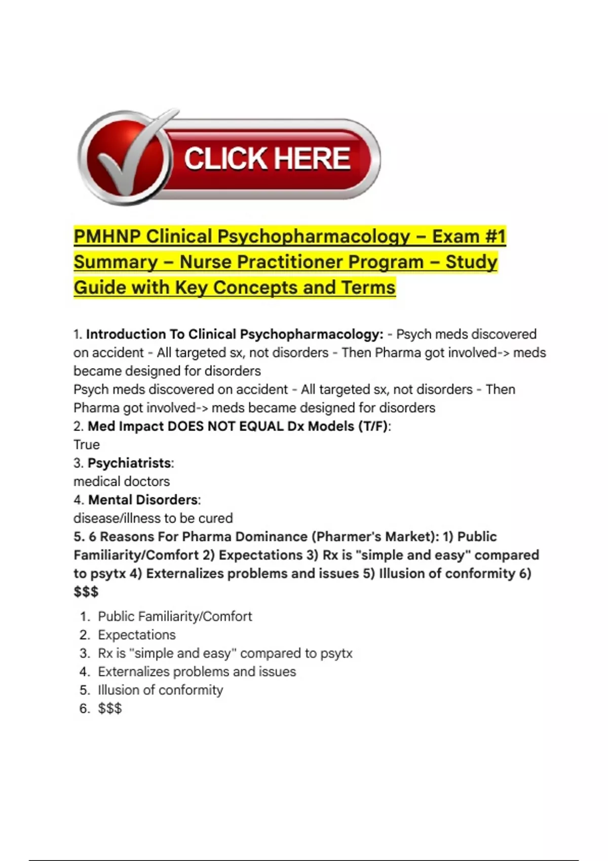PMHNP Clinical Psychopharmacology – Exam #1 Summary – Nurse ...