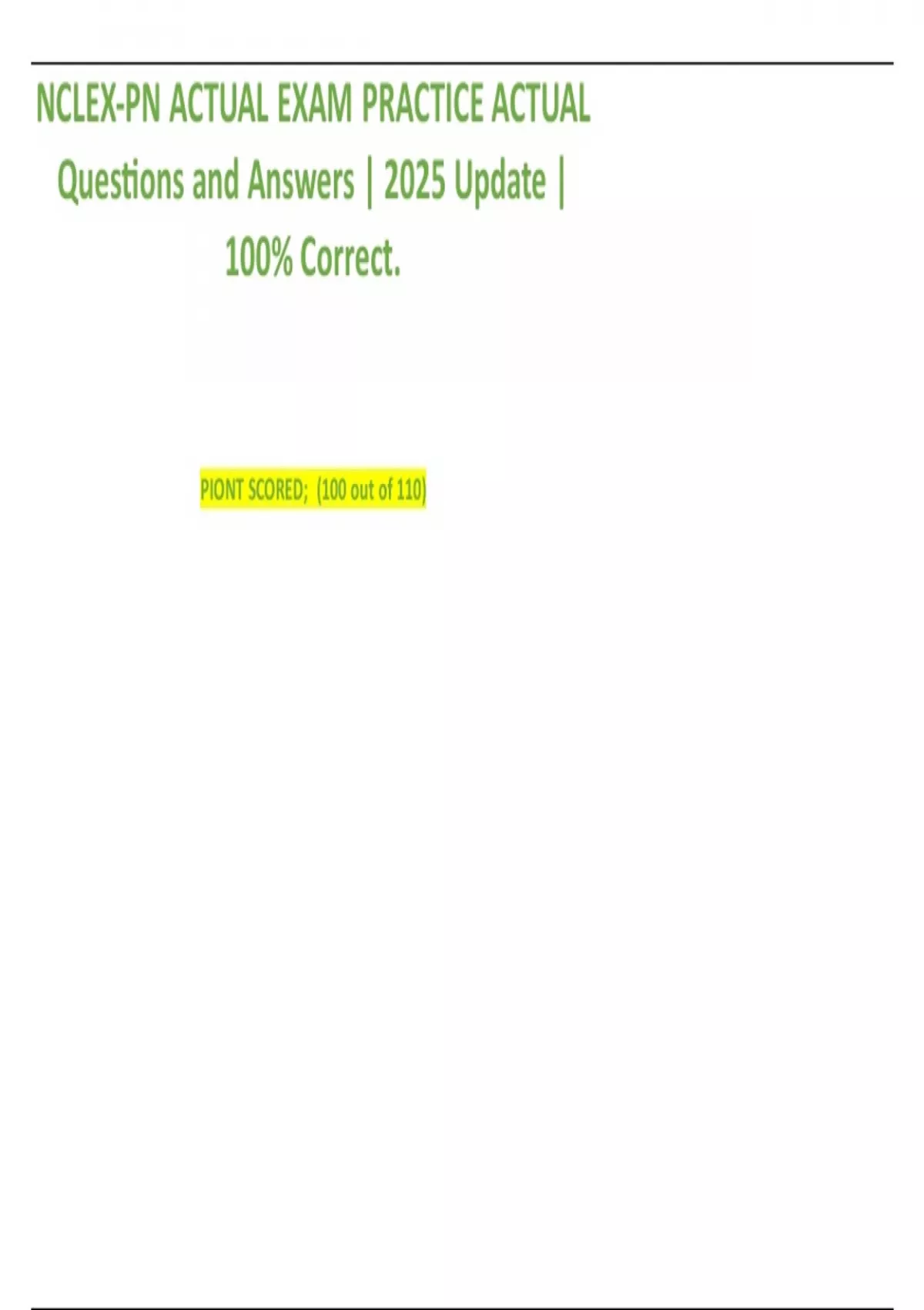NCLEX-PN ACTUAL EXAM PRACTICE ACTUAL Questions and Answers | 2025 ...
