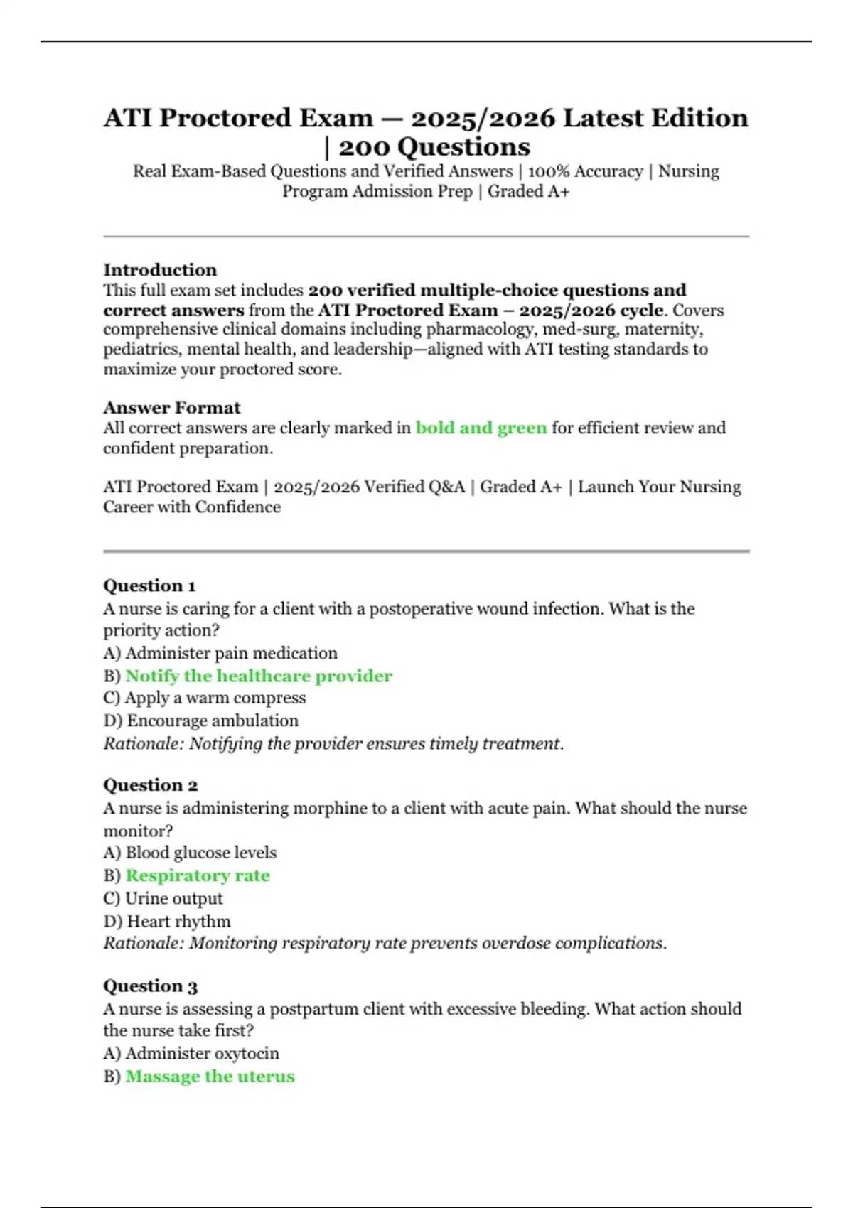 ATI Proctored Exam — 2025/2026 Latest Edition 200 Real Exam-Based ...
