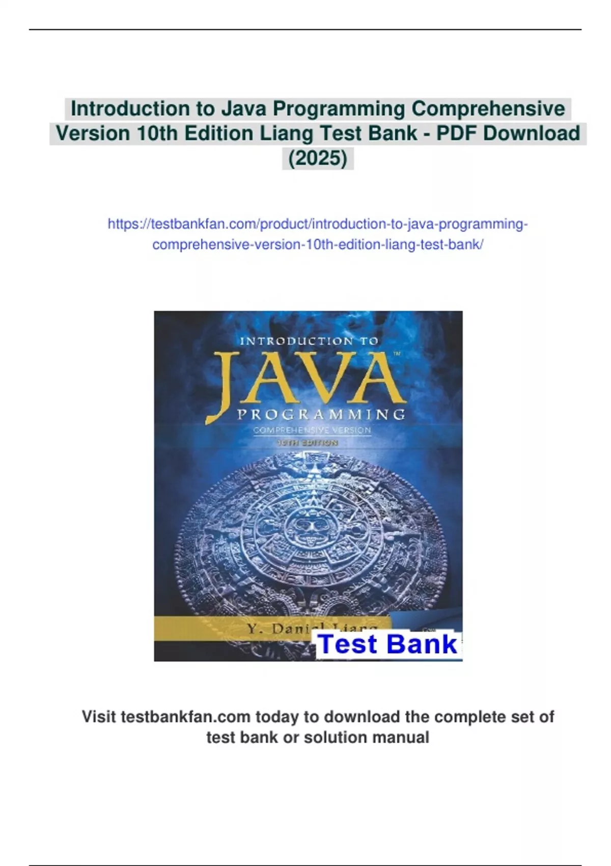 Summary Introduction to Java Programming Comprehensive Version 10th ...