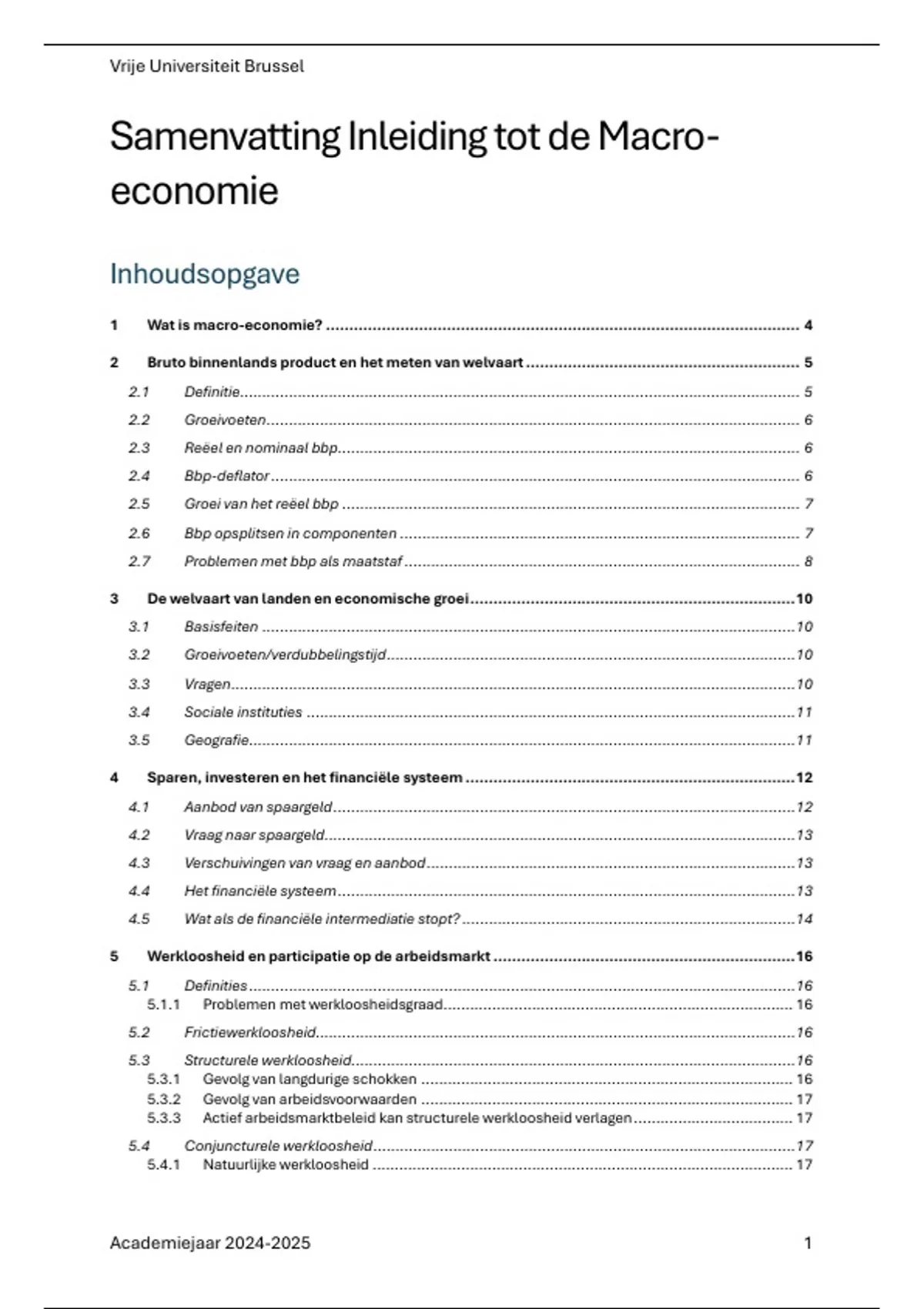 Samenvatting Inl. tot de Macro-economie (2025) - 16/20 - Inleiding tot de macro economie - Stuvia NL