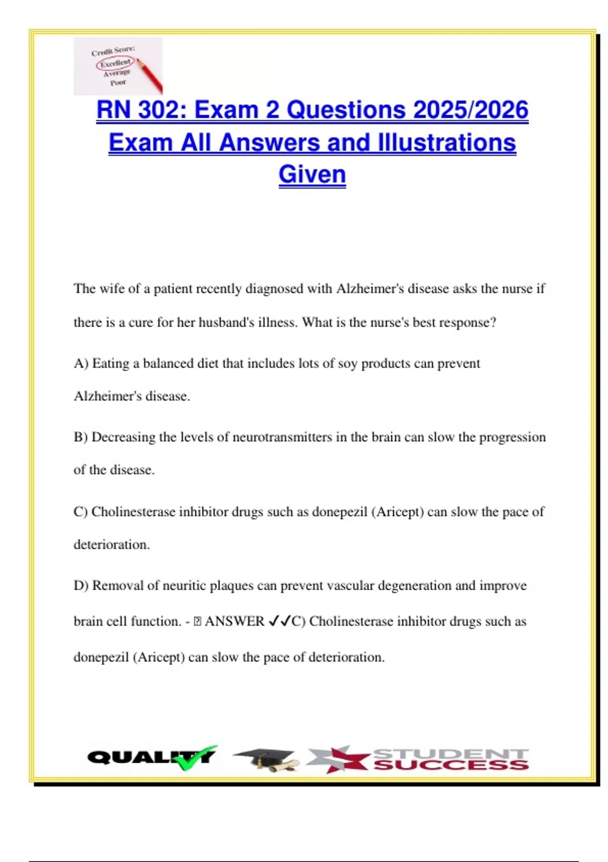 RN 302: Exam 2 (2025/2026) – 50+ High-Yield Questions with Answers ...