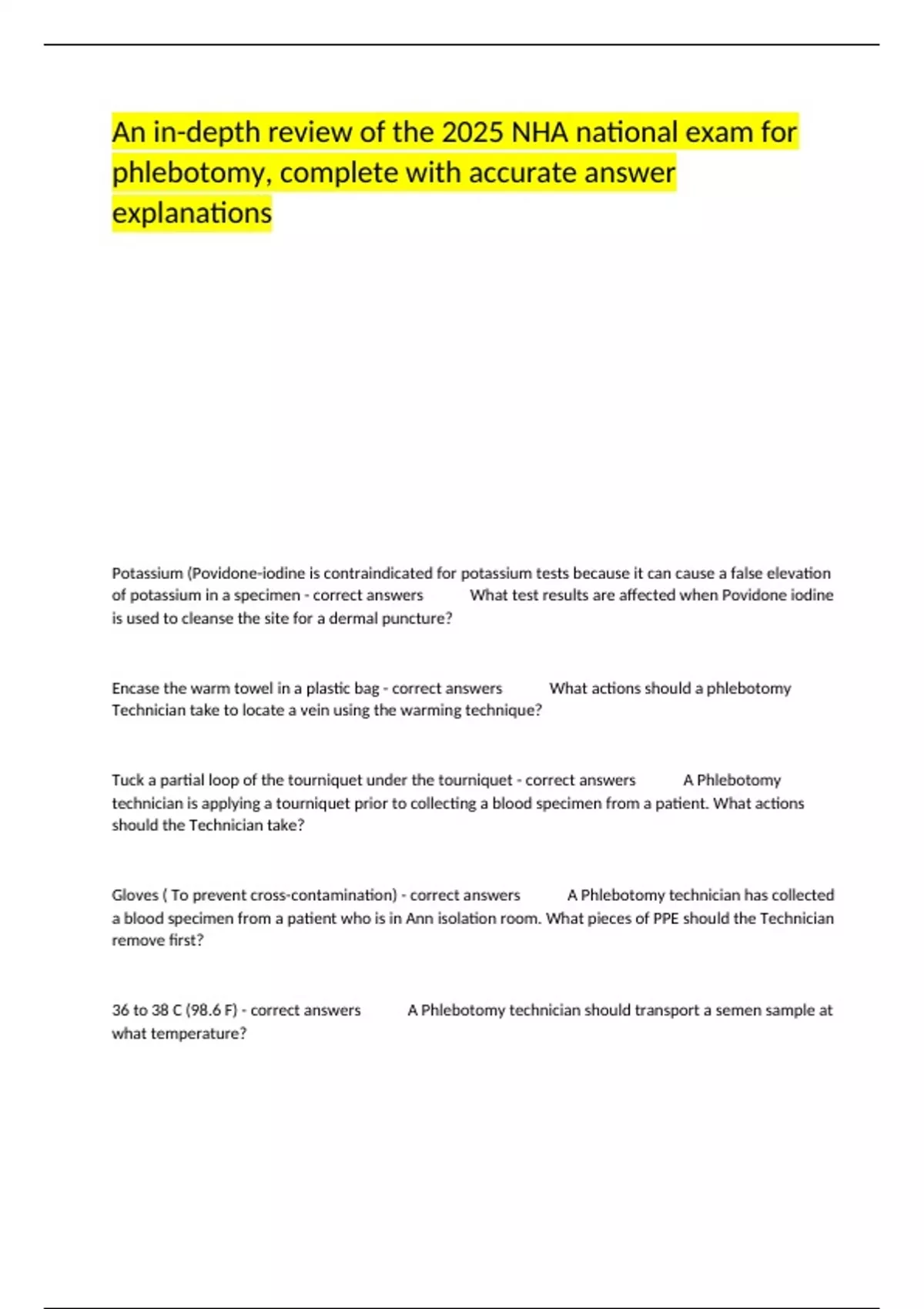 An in-depth review of the 2025 NHA national exam for phlebotomy ...