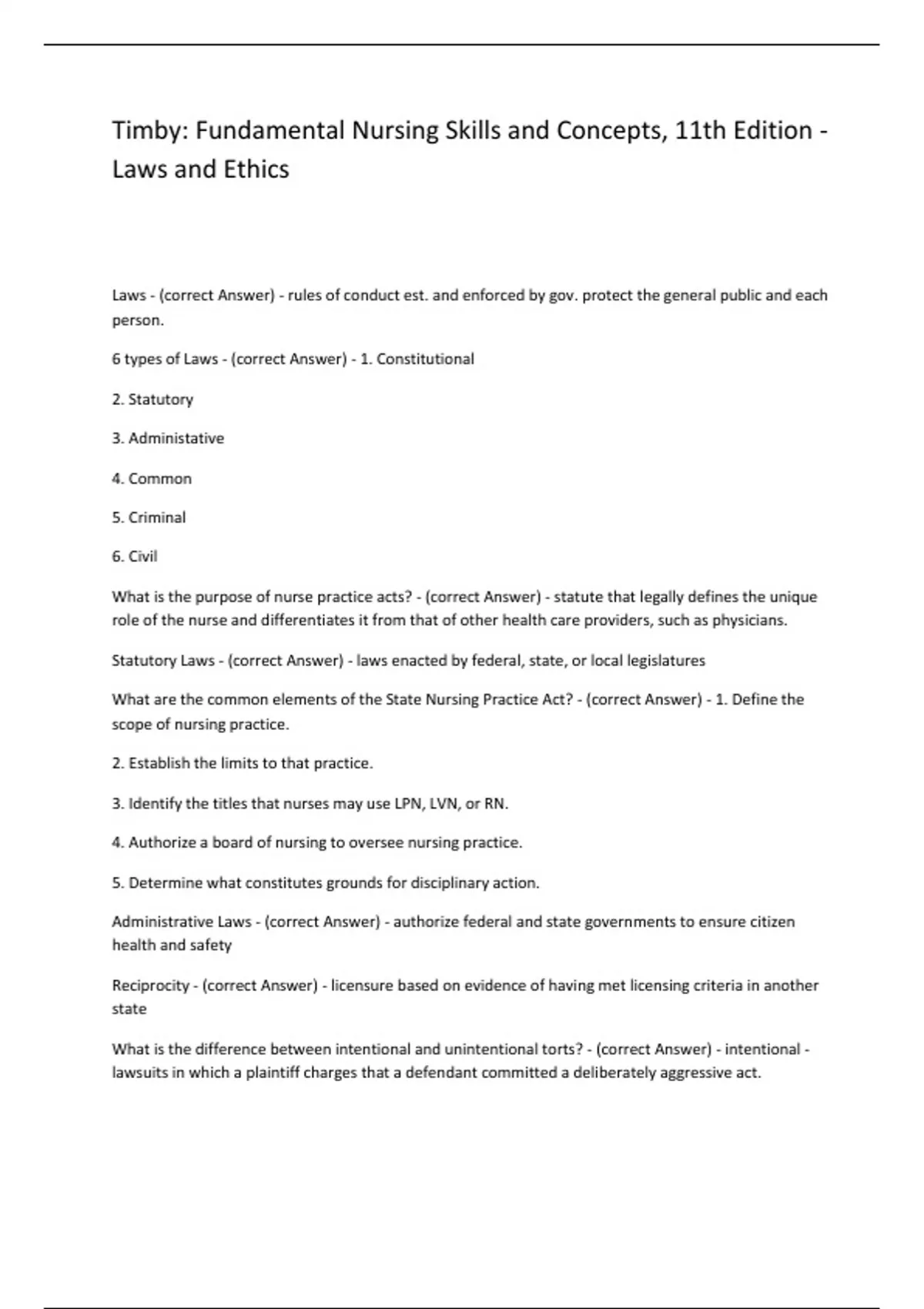 Timby: Fundamental Nursing Skills and Concepts, 11th Edition - Laws and ...