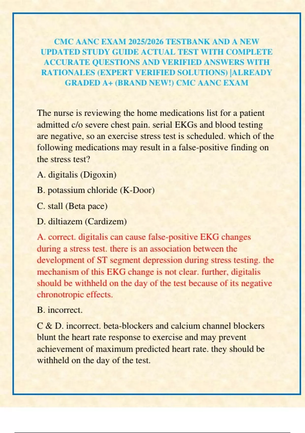 CMC AANC EXAM 2025/2026 TESTBANK AND A NEW UPDATED STUDY GUIDE ACTUAL ...