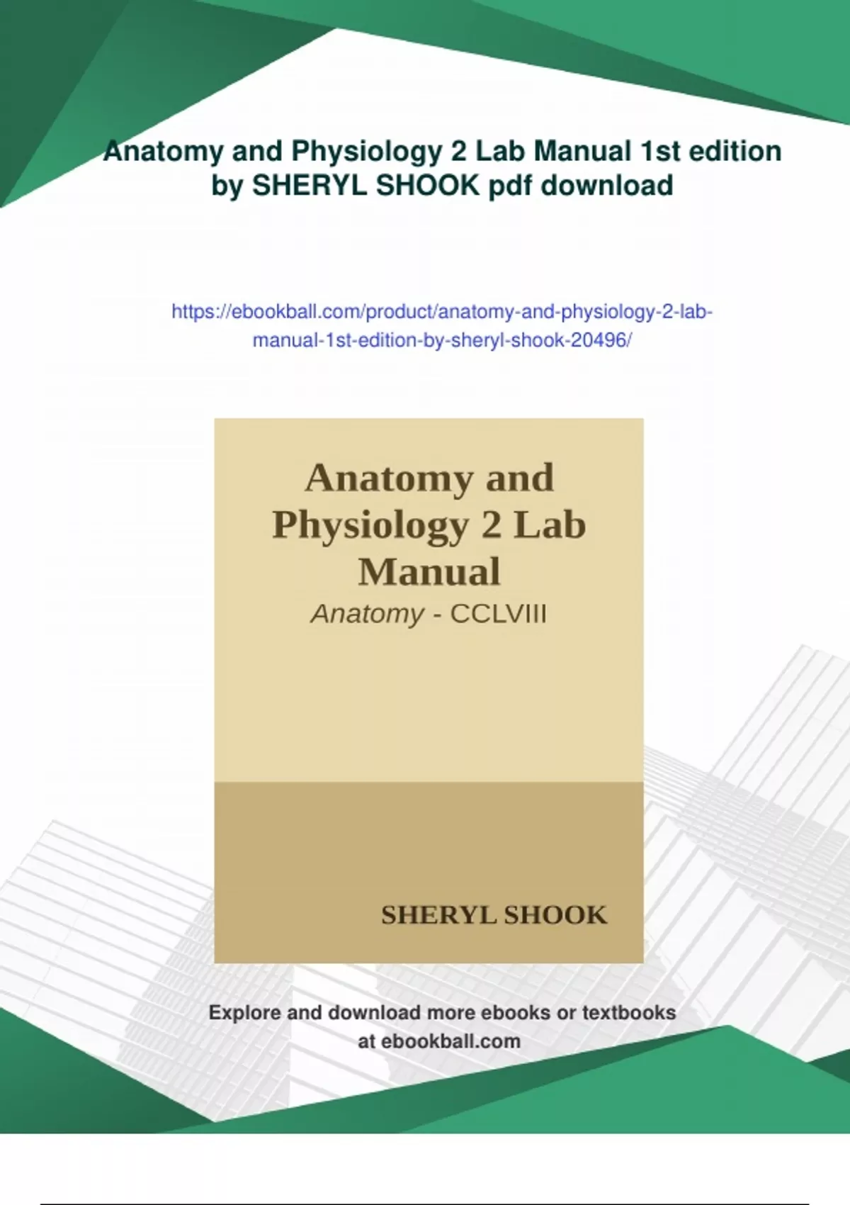 Summary Anatomy and Physiology 2 Lab Manual 1st edition by SHERYL SHOOK - Digital Download ...