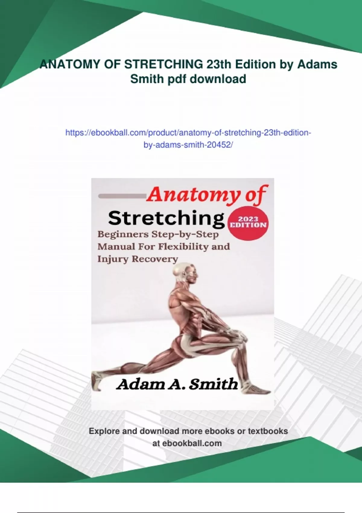Summary ANATOMY OF STRETCHING 23th Edition by Adams Smith - Instant ...