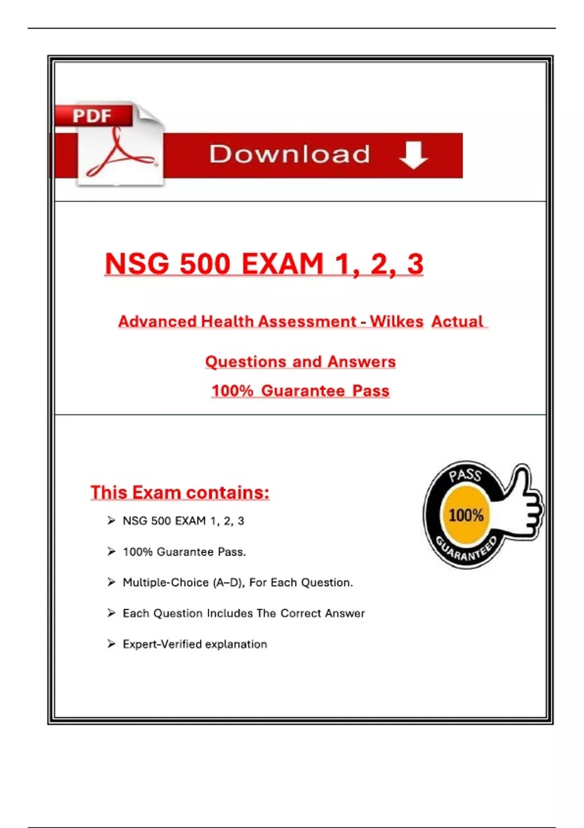 NSG 500 Exam Review – Verified Questions and Answers for Advanced ...