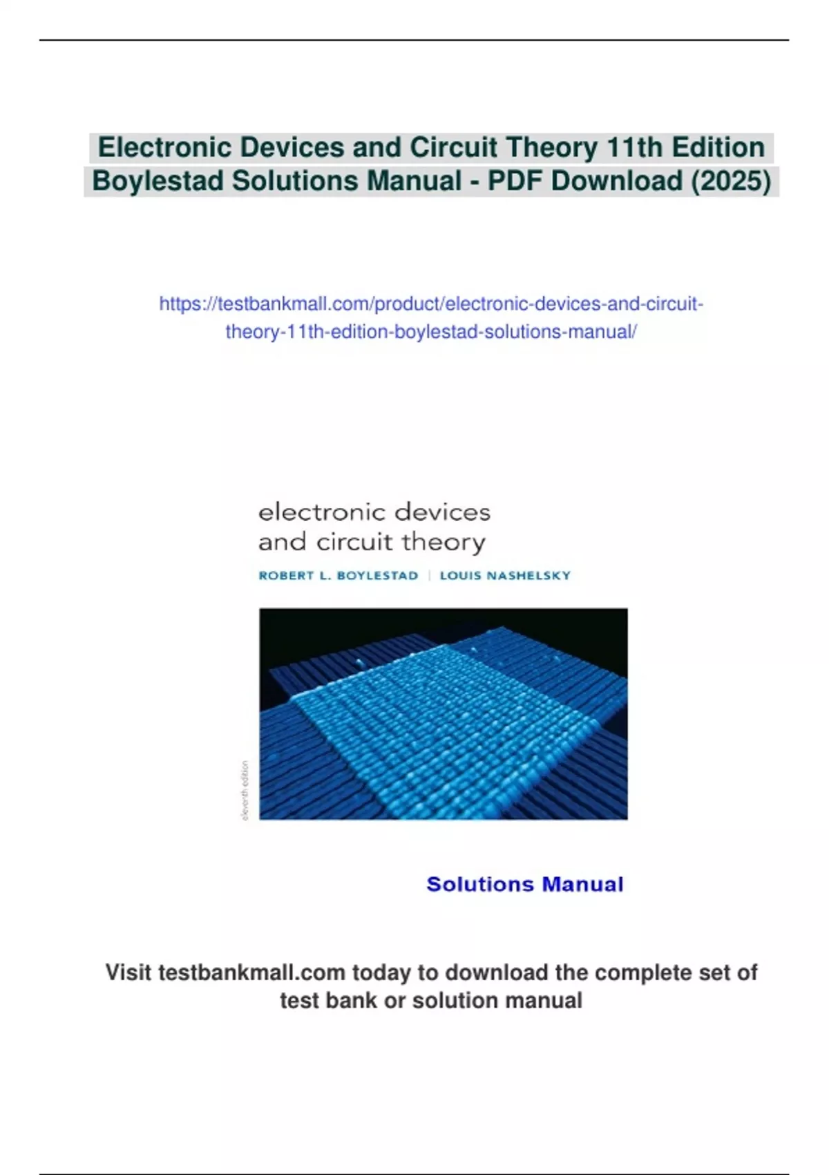 Summary Electronic Devices and Circuit Theory 11th Edition Boylestad ...