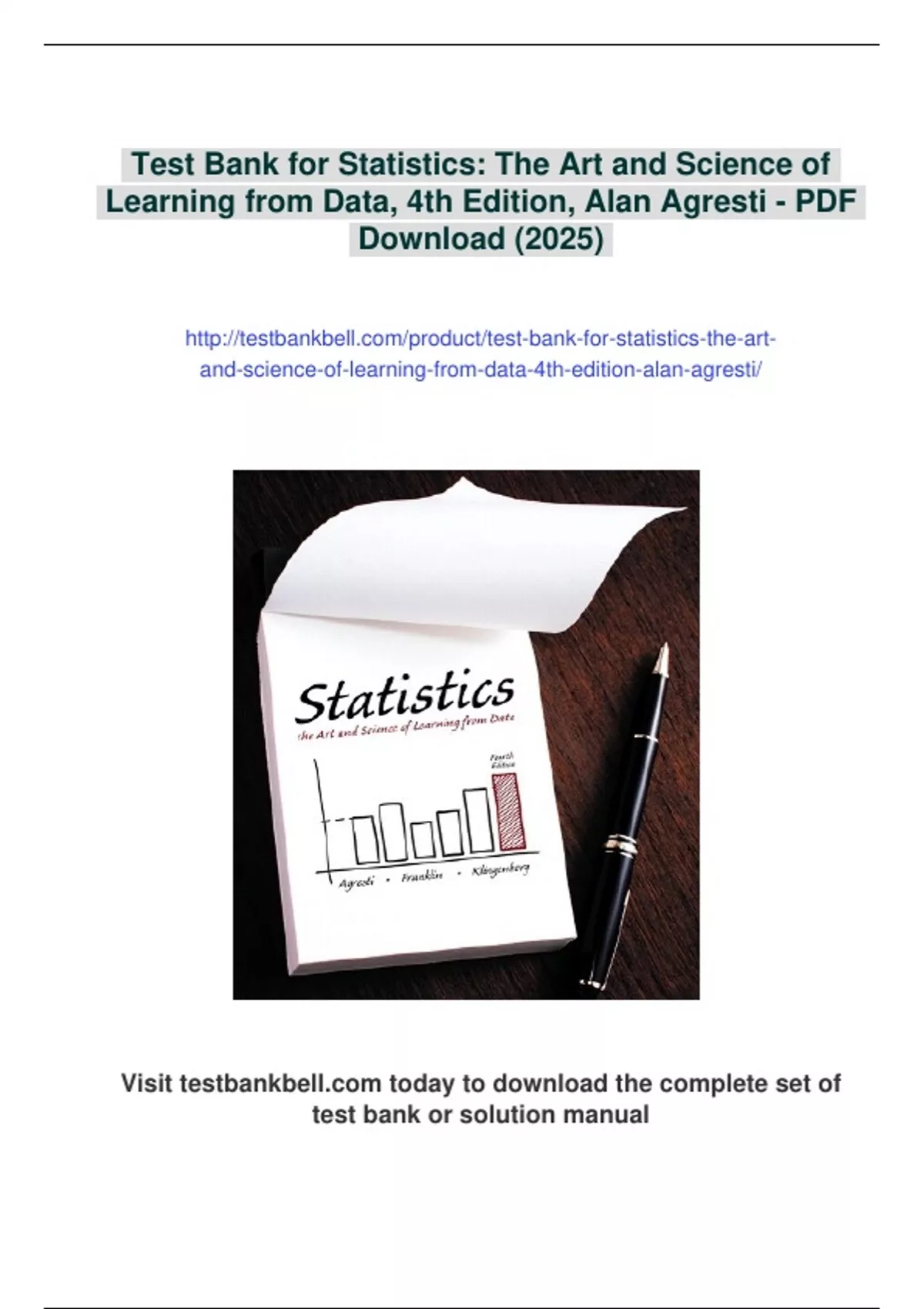 Summary Test Bank for Statistics: The Art and Science of Learning from ...