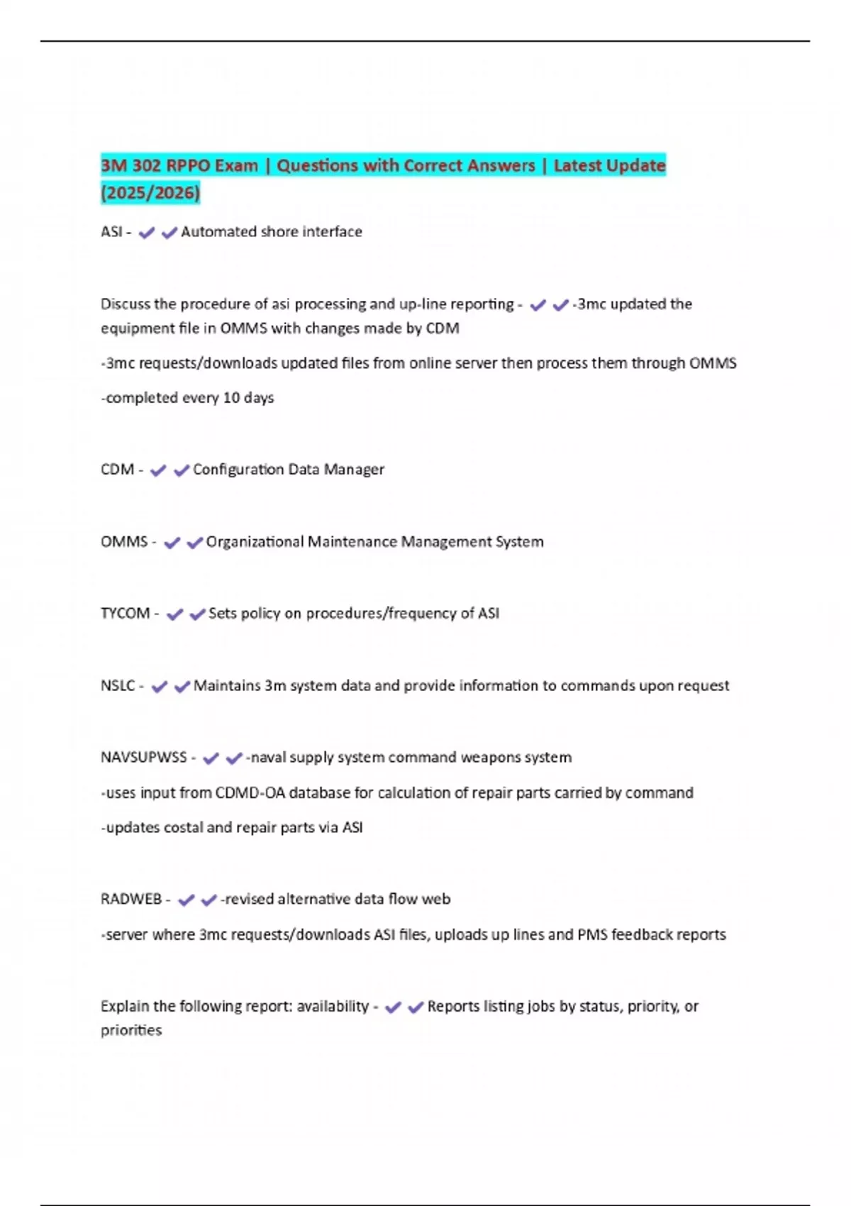 3M 302 RPPO Exam | Questions with Correct Answers | Latest Update (2025 ...