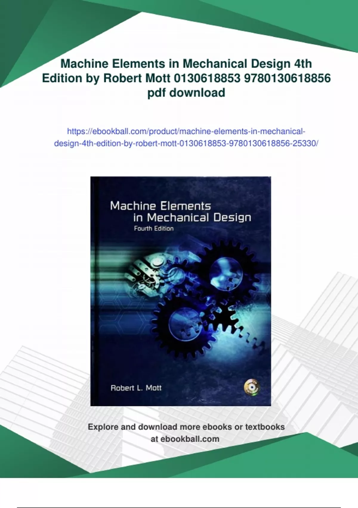 Summary Machine Elements in Mechanical Design 4th Edition by Robert ...