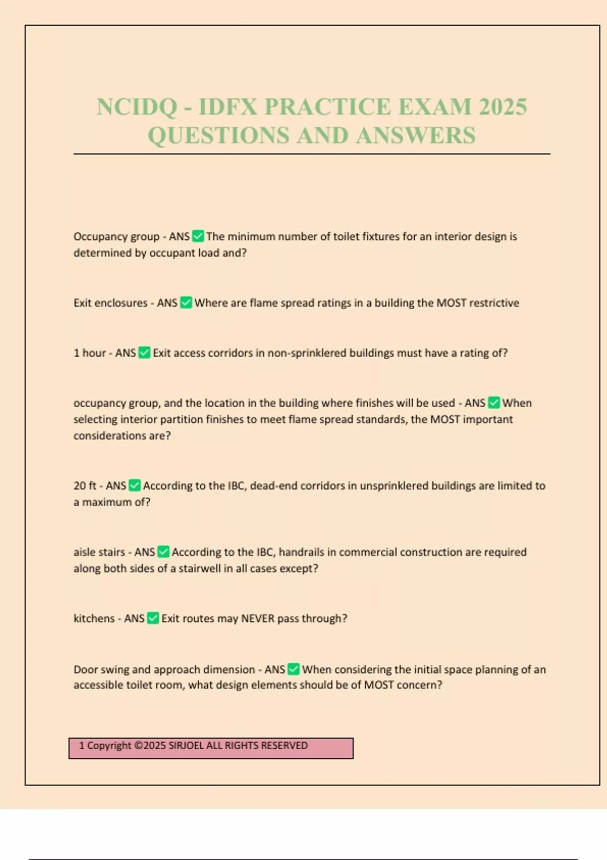 NCIDQ - IDFX PRACTICE EXAM 2025 QUESTIONS AND ANSWERS - NCIDQ - Stuvia US