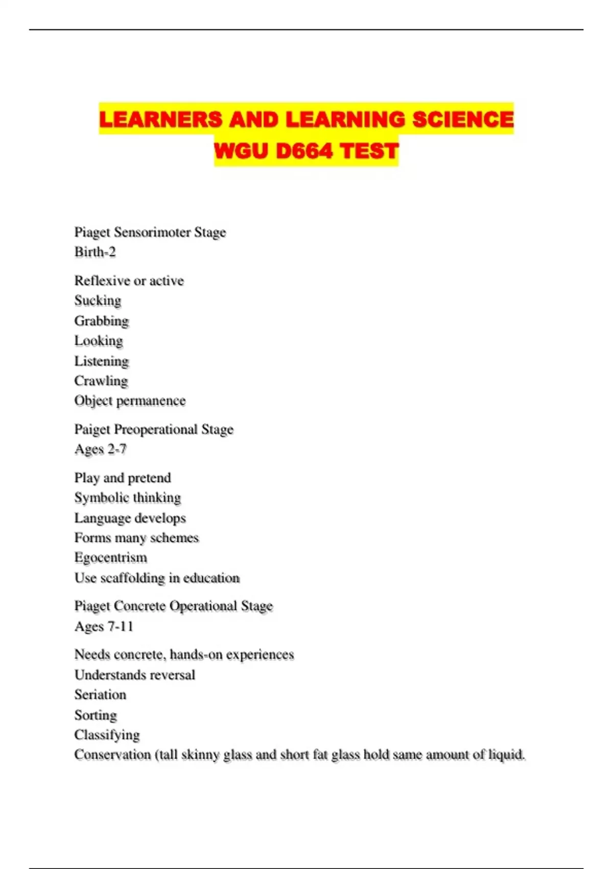 LEARNERS AND LEARNING SCIENCE WGU D664 TEST - WGU D664 - Stuvia UK