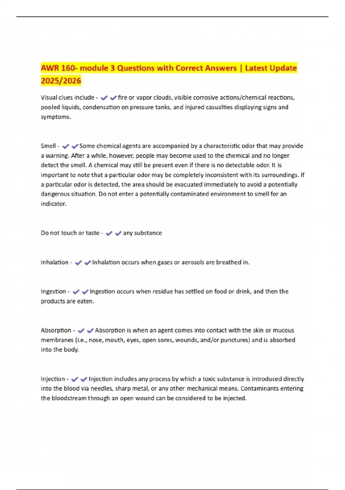 AWR 160- module 3 Questions with Correct Answers | Latest Update 2025/ ...