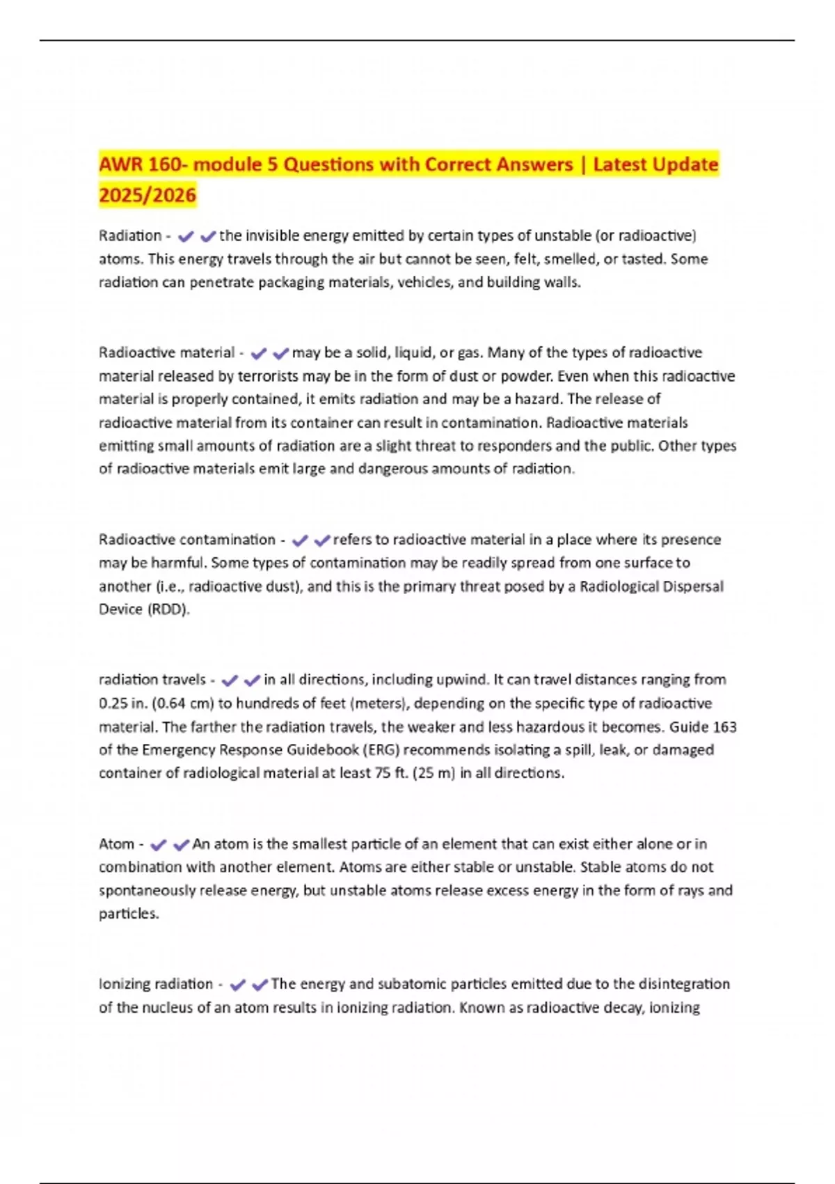 AWR 160- module 5 Questions with Correct Answers | Latest Update 2025/ ...