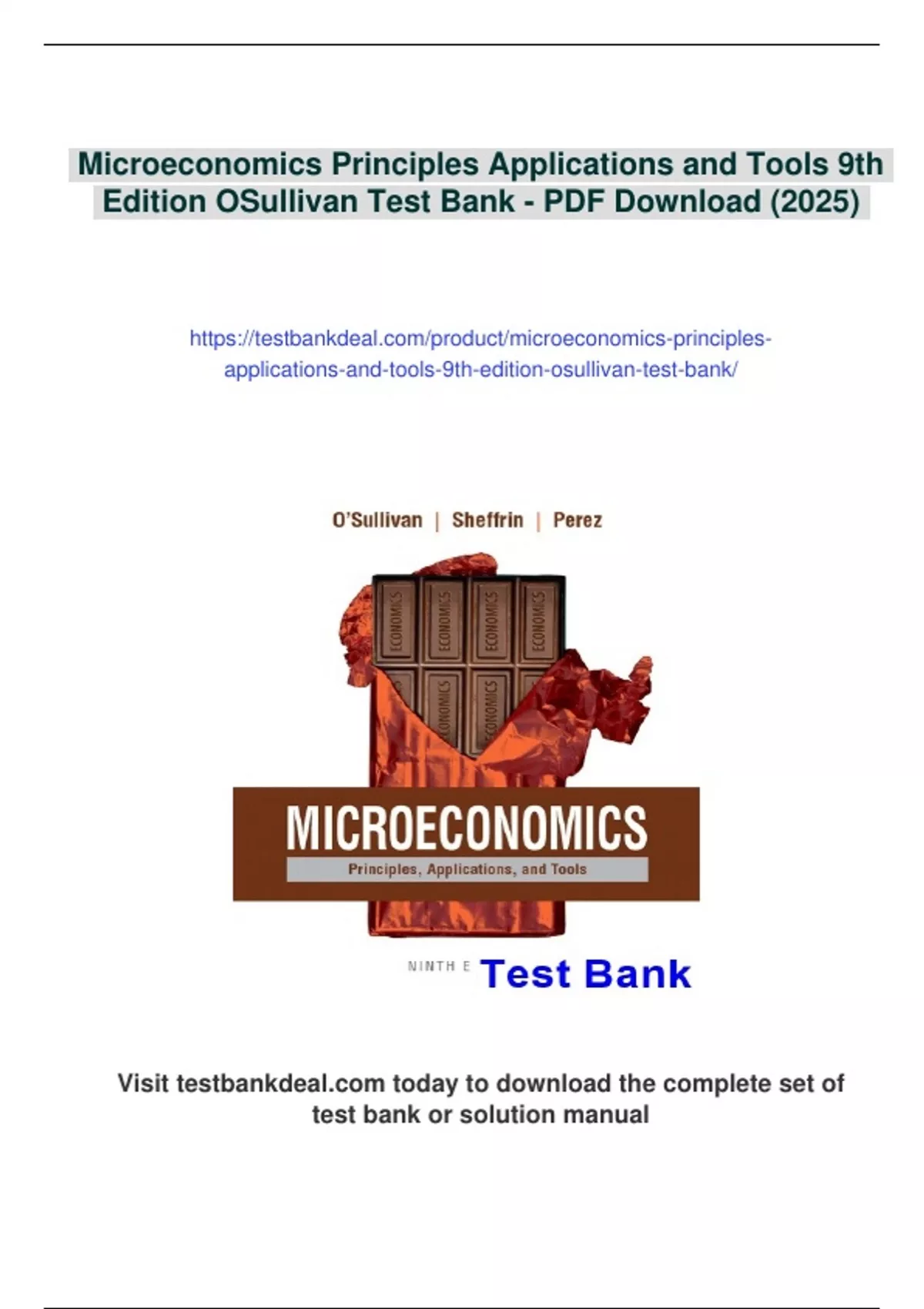 Summary Microeconomics Principles Applications and Tools 9th Edition ...
