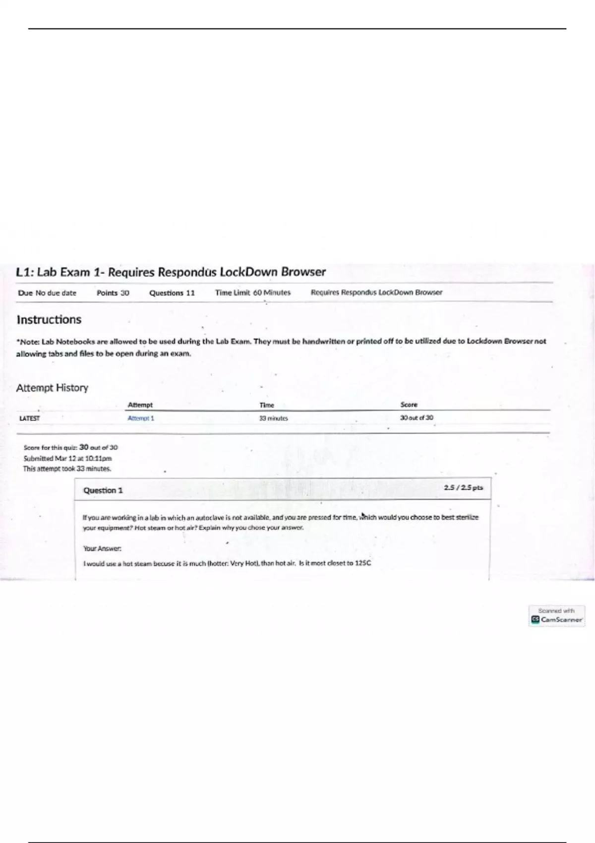 BIOD 171 Lab 6 Microbiology Portage Learning Lab Exam 1-6 Latest ...