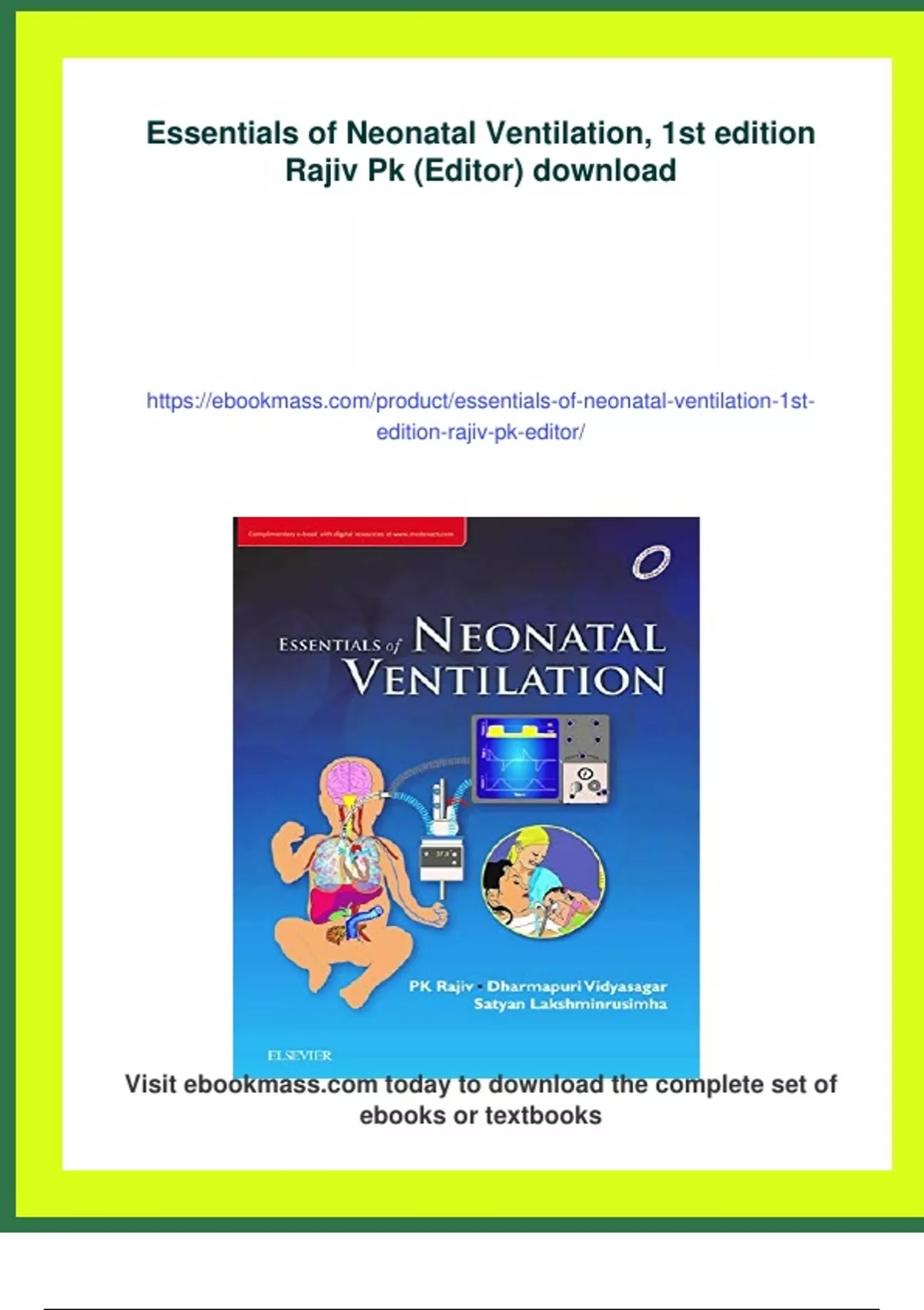 Summary Essentials of Neonatal Ventilation, 1st edition Rajiv Pk ...