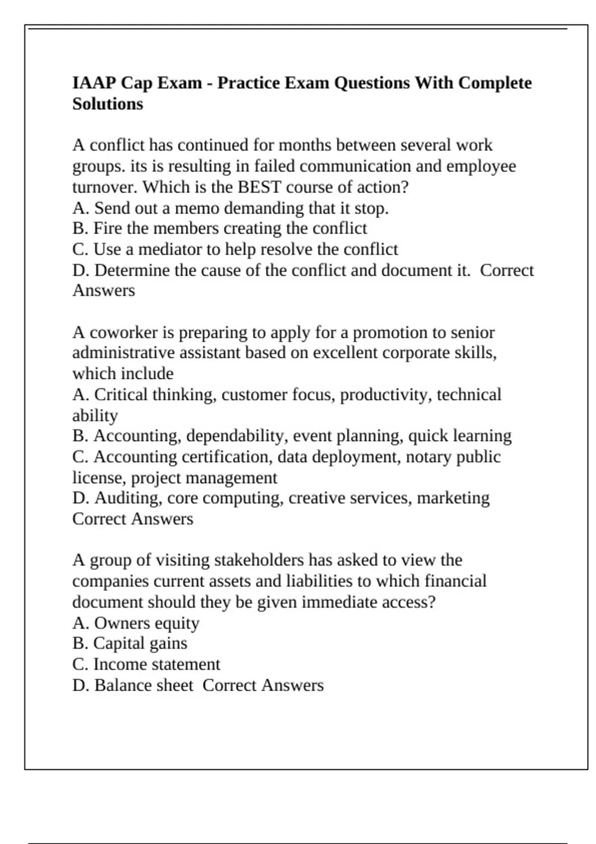 IAAP Cap Exam - Practice Exam Questions With Complete Solutions - IAAP ...