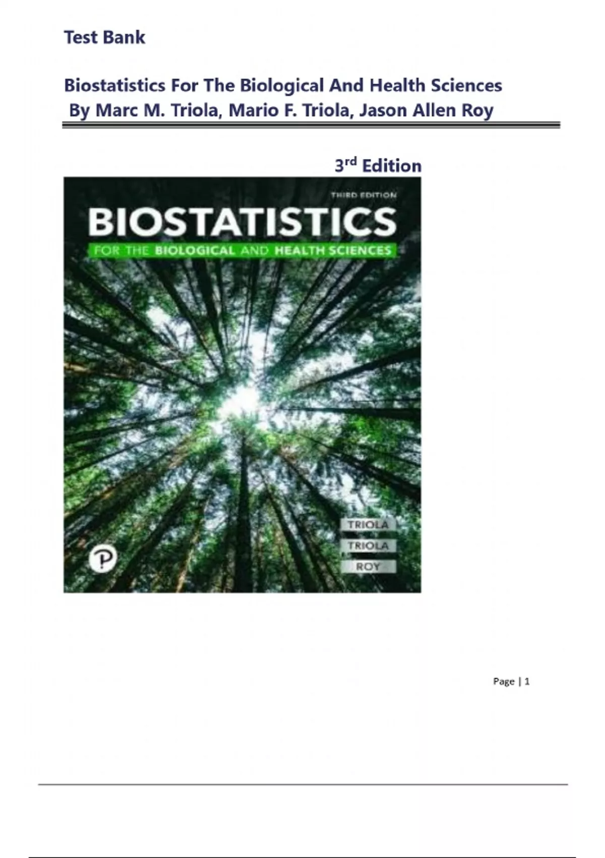 Test Bank For Biostatistics for the Biological and Health Sciences By ...