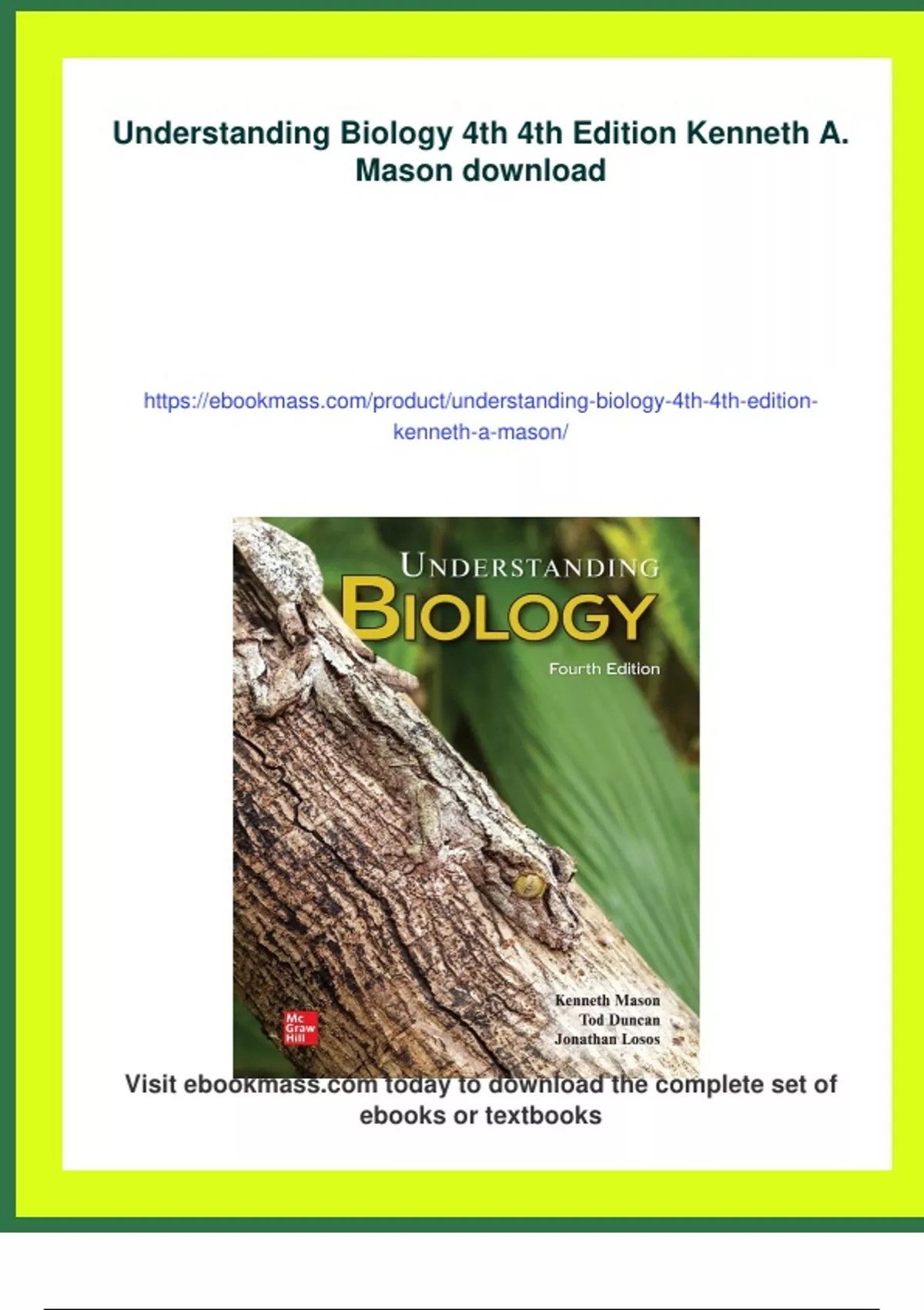 Summary Understanding Biology 4th 4th Edition Kenneth A. Mason ...