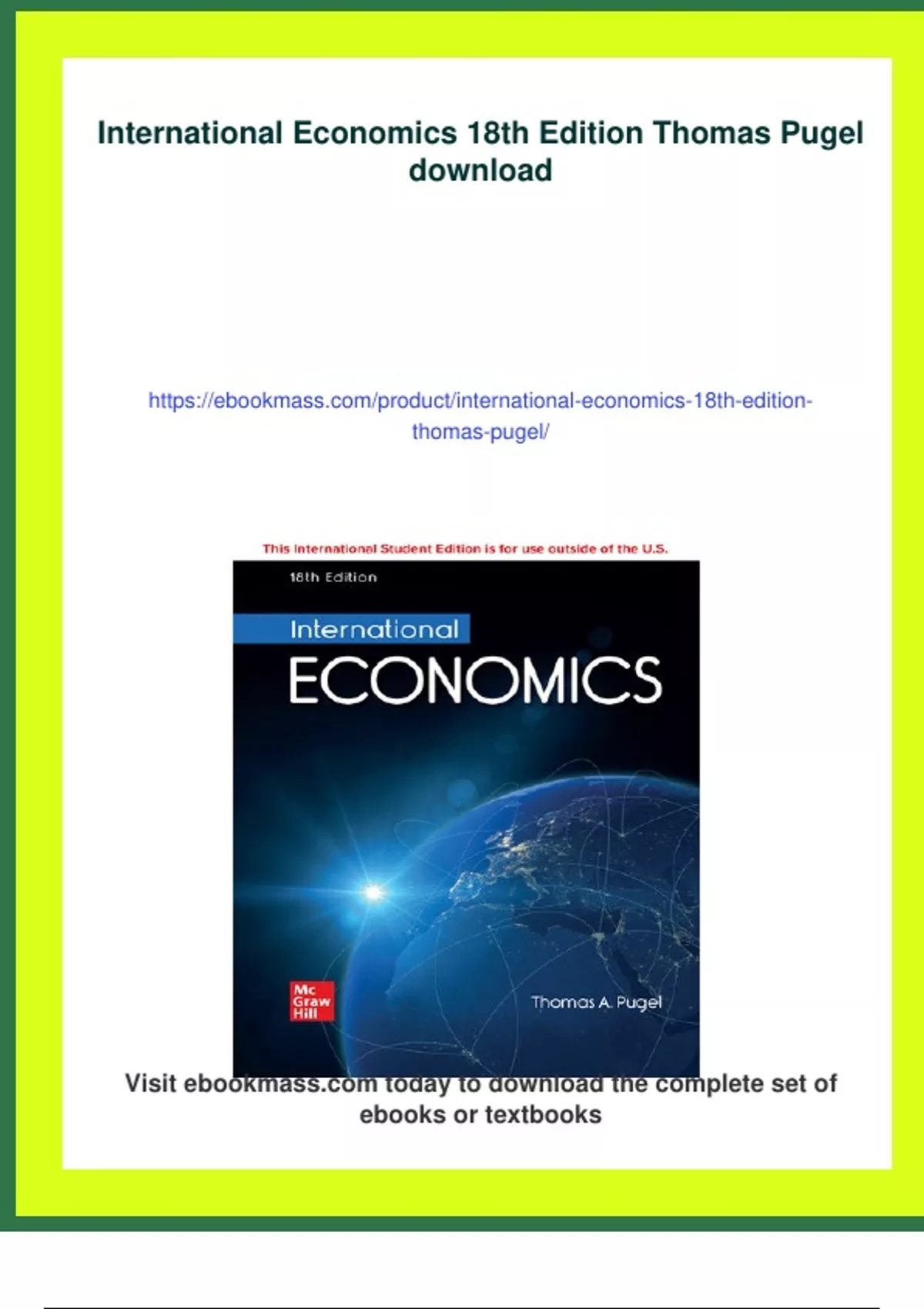 Summary International Economics 18th Edition Thomas Pugel - Instant ...