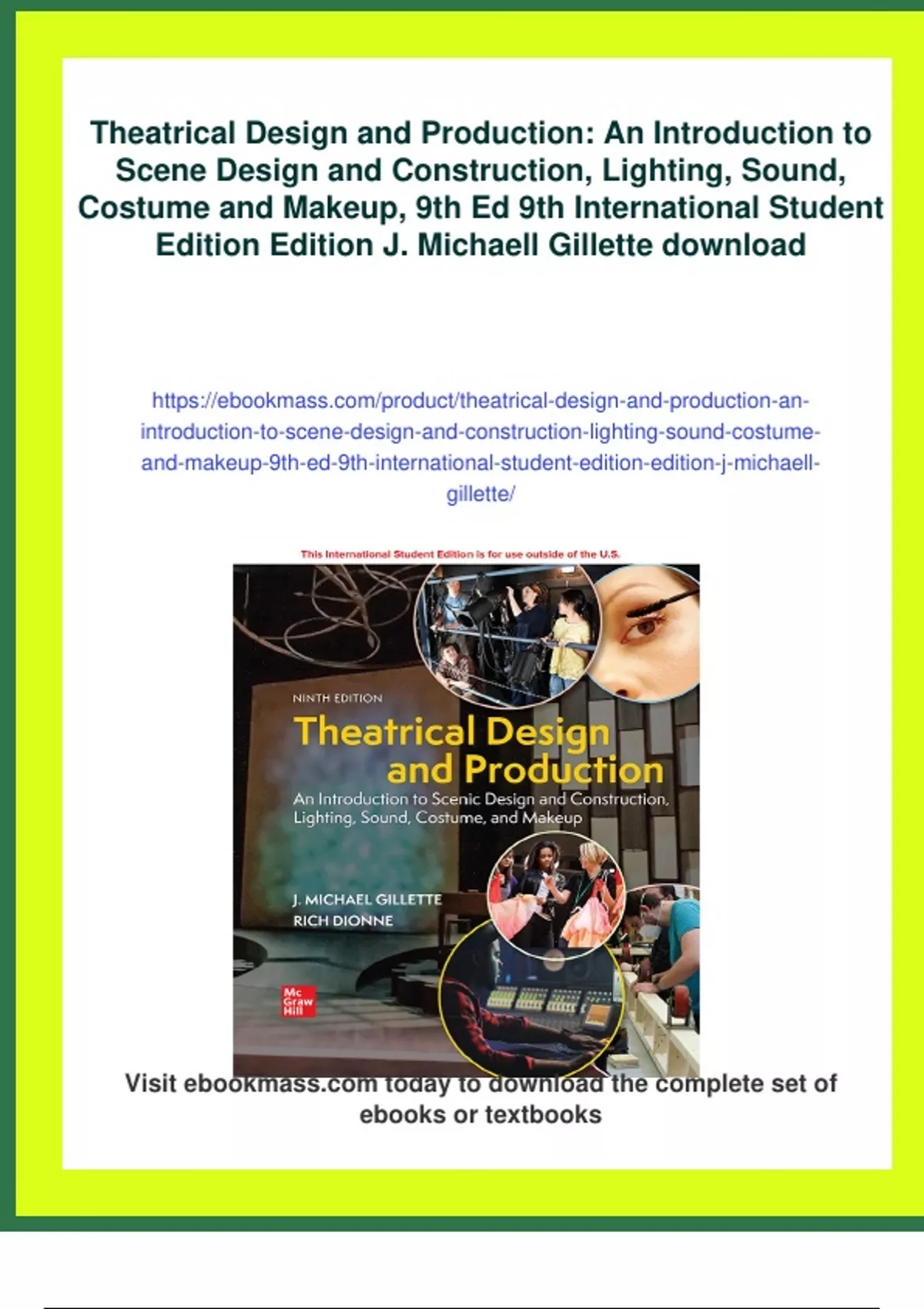 Summary Theatrical Design and Production: An Introduction to Scene ...