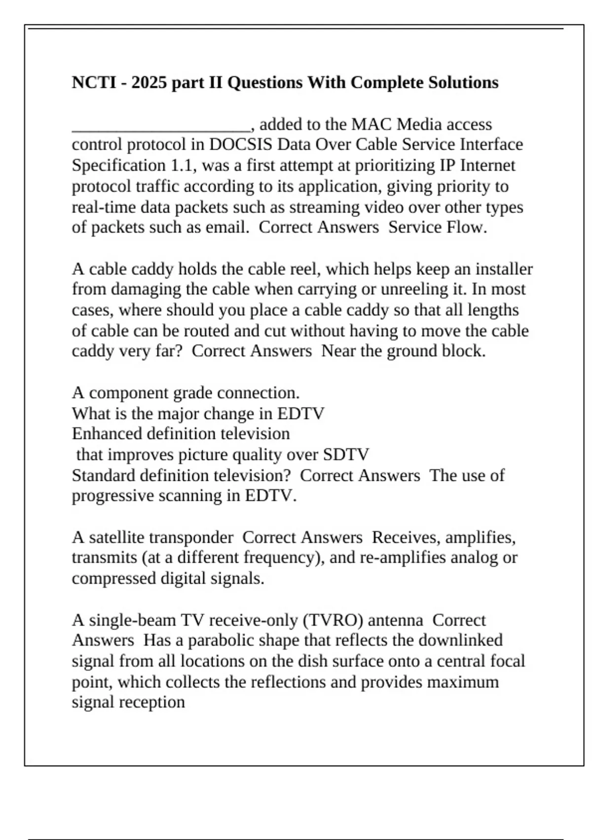 NCTI - 2025 part II Questions With Complete Solutions - Ncti - Stuvia US