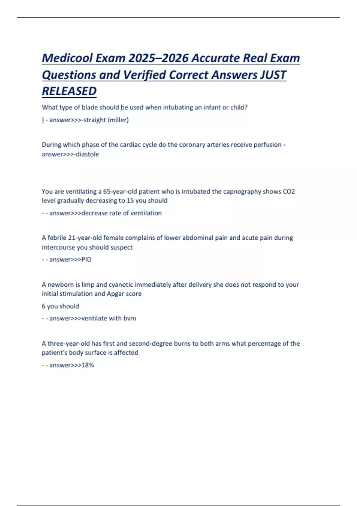 Medicool emergency medical scenarios and procedures Exam 2025–2026 ...