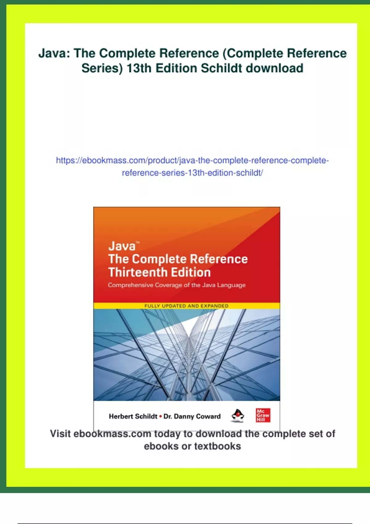 Summary Java: The Complete Reference (Complete Reference Series) 13th ...