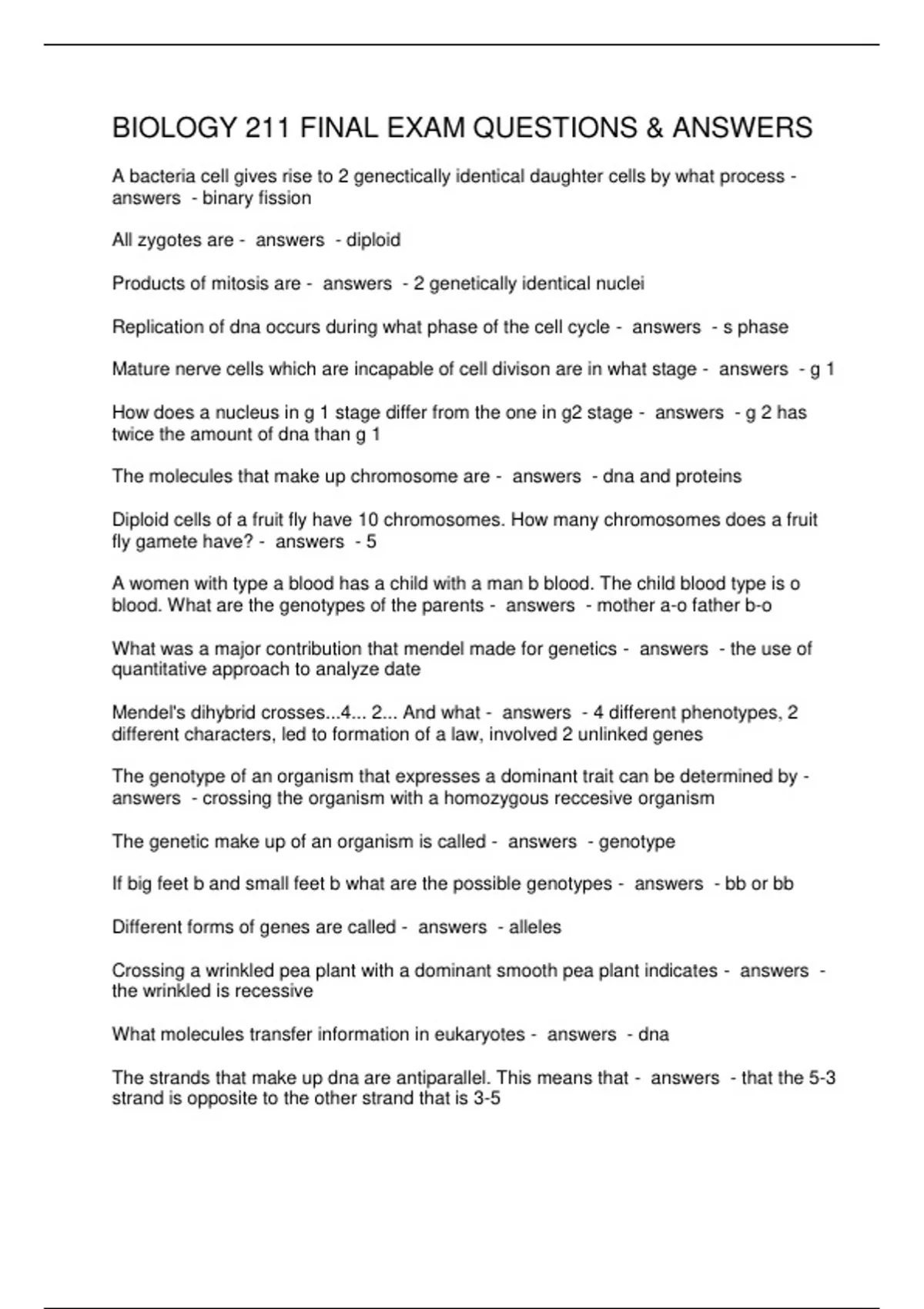BIOLOGY 211 BUNDLED EXAMS - Stuvia US