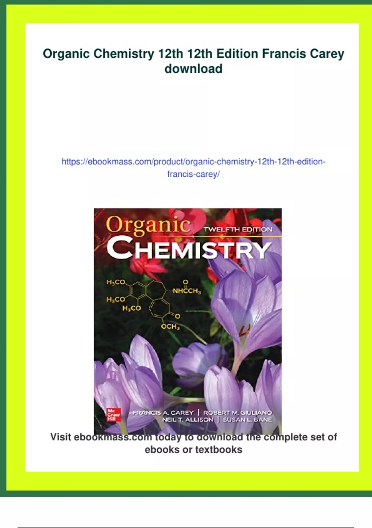Summary Organic Chemistry 12th 12th Edition Francis Carey - Instant ...