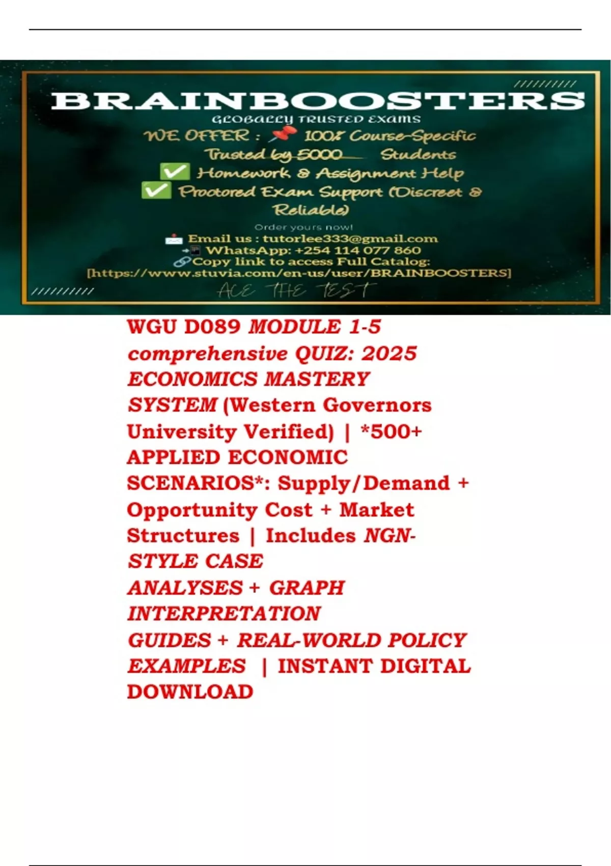 WGU D089 | MODULE 1-5 | comprehensive QUIZ: 2025 ECONOMICS MASTERY ...