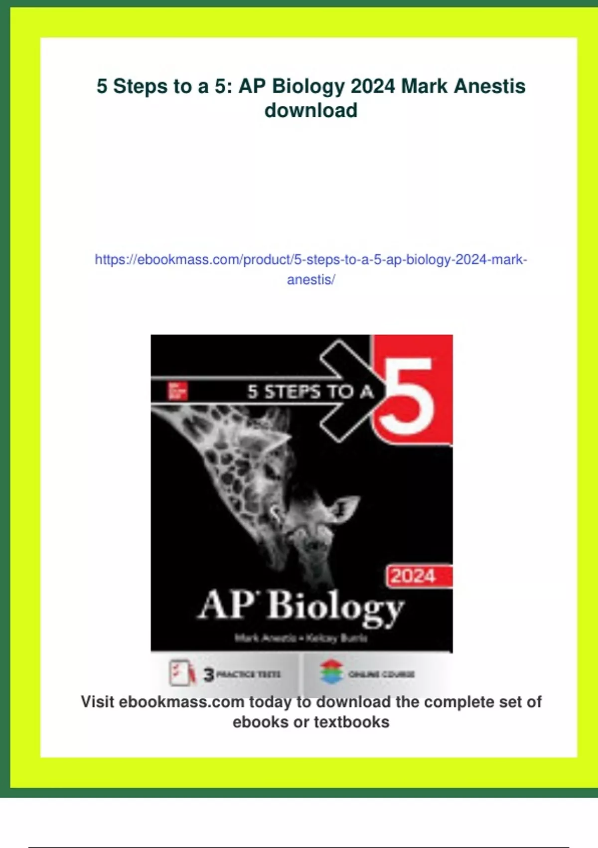 Summary 5 Steps to a 5: AP Biology 2024 Mark Anestis - Digital Download ...