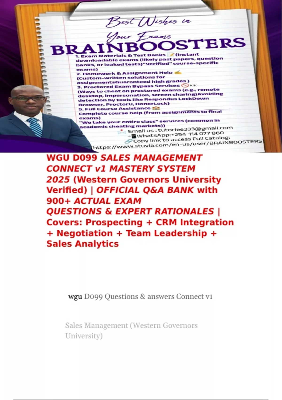 WGU D099 | SALES MANAGEMENT | CONNECT v1 MASTERY SYSTEM | 2025 (Western ...