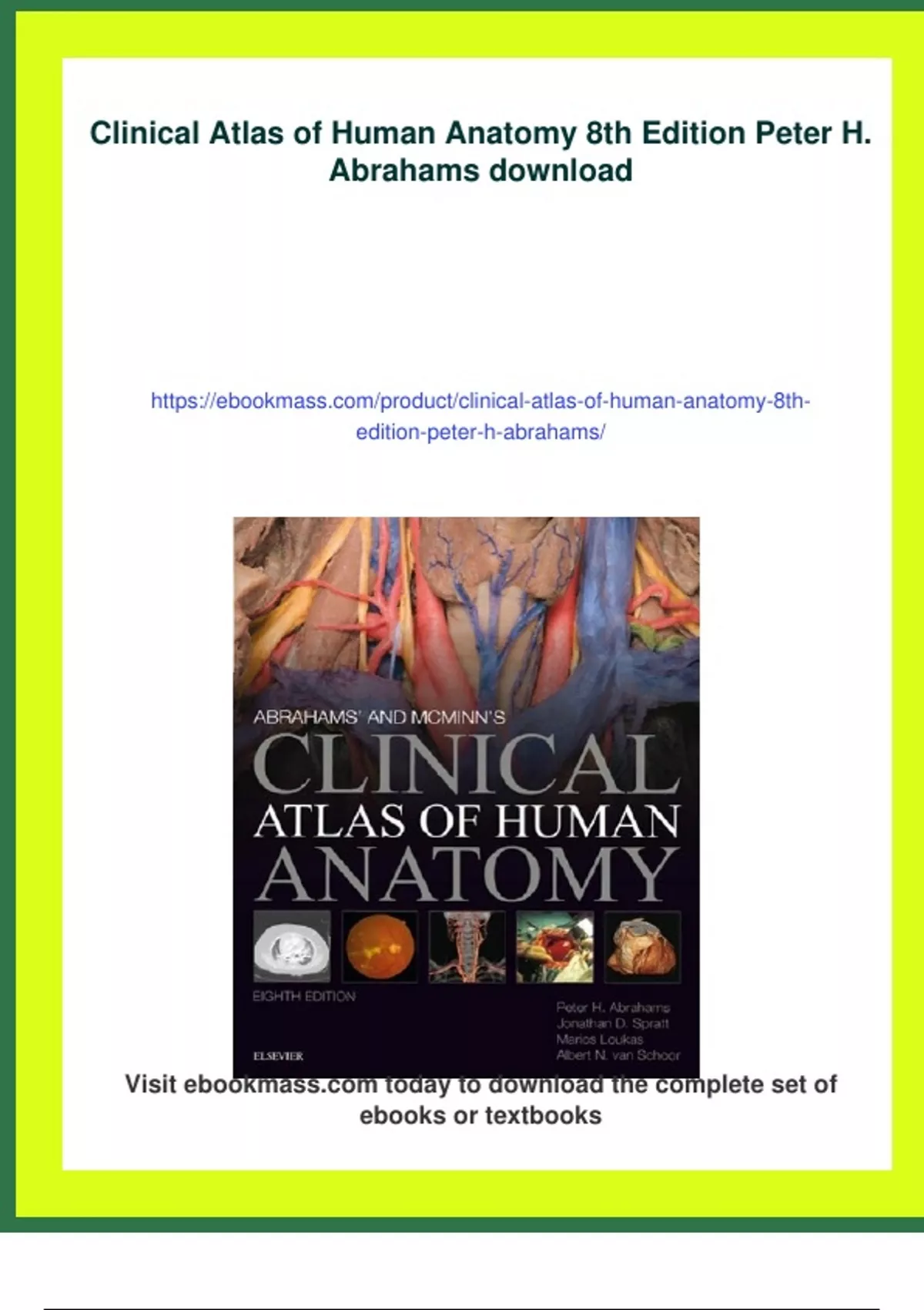 Summary Clinical Atlas of Human Anatomy 8th Edition Peter H. Abrahams ...