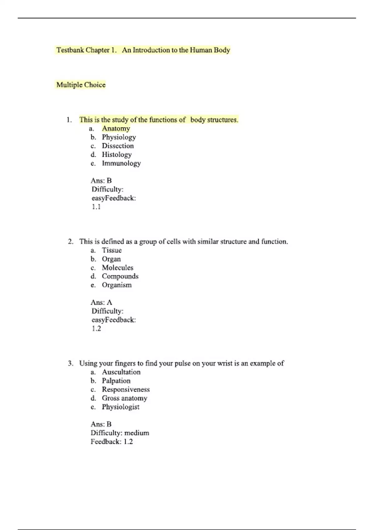 Test Bank Anatomy Exam 2025 - Stuvia US