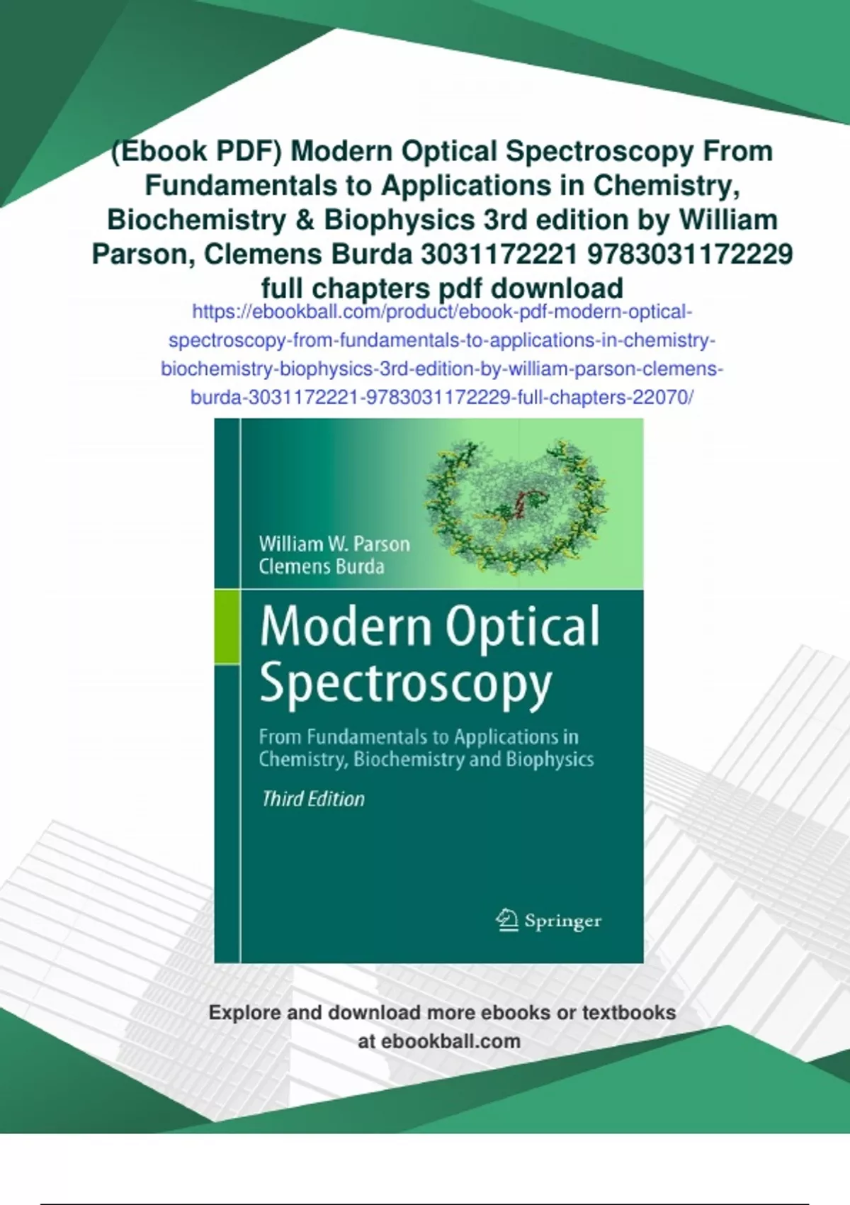 Summary (Ebook PDF) Modern Optical Spectroscopy From Fundamentals to ...