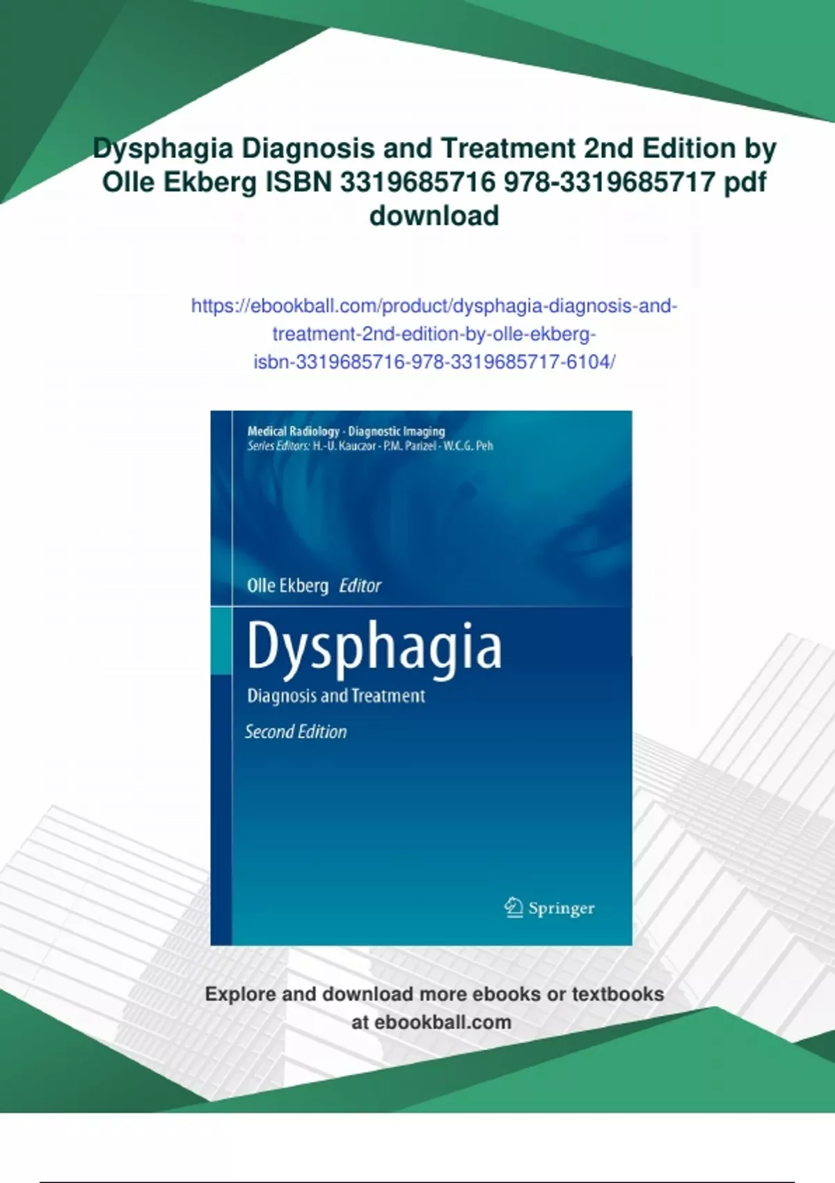 Summary Dysphagia Diagnosis and Treatment 2nd Edition by Olle Ekberg ISBN - PDF Download ...
